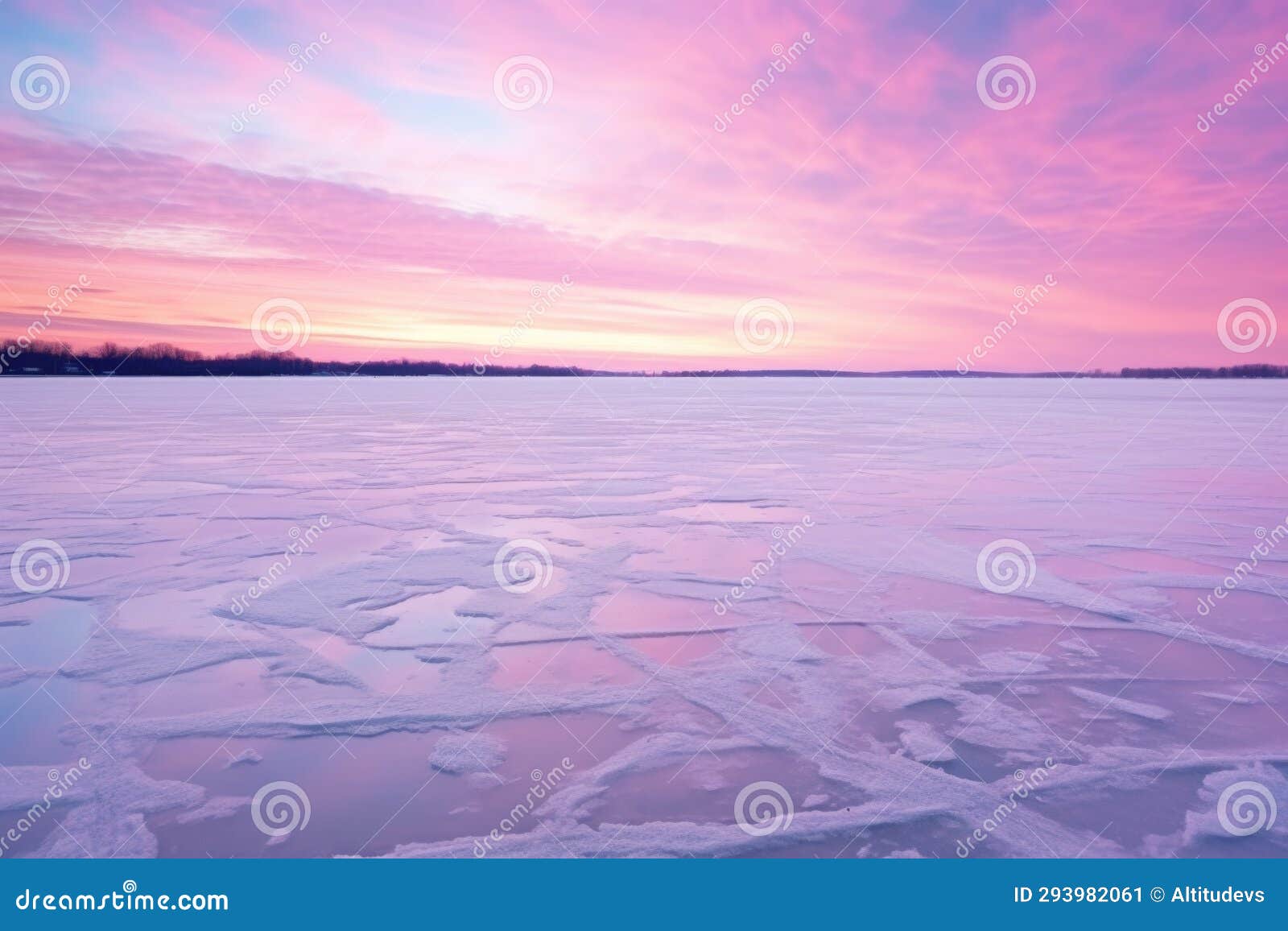 Grainy Ice Surface Under a Pastel Sunrise Sky Stock Illustration ...