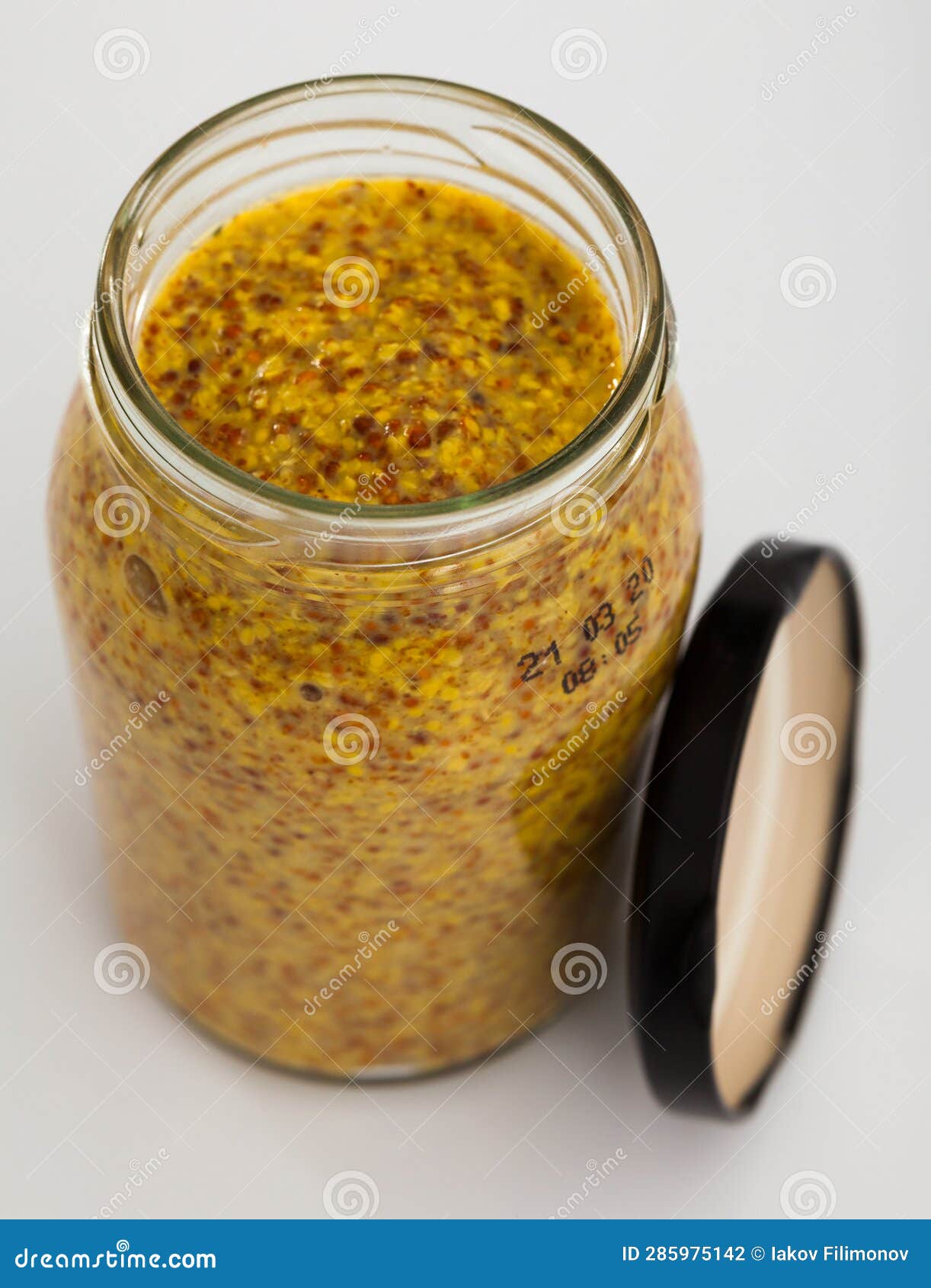 Grainy Mustard in Open Glass Jar Stock Photo - Image of agriculture ...