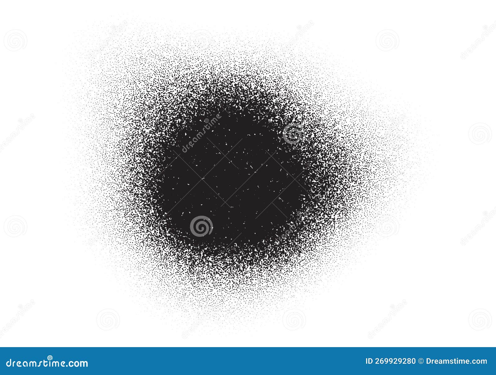 Grainy Noise Circle, Black Dots Grain or Dotwork Halftone Round ...