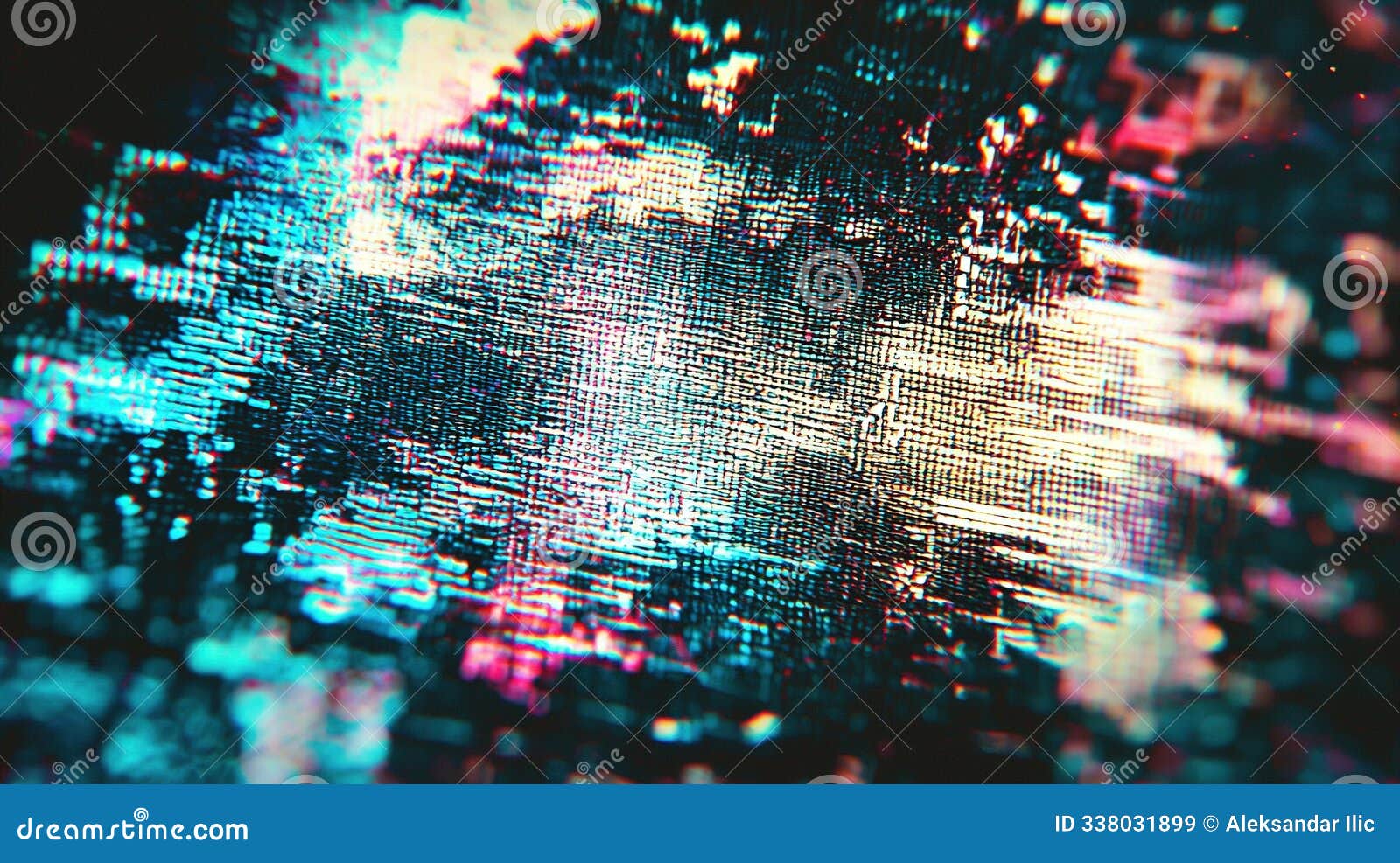 Grainy Tv Glitch Effect with Noise, Grain, Distortion. Glowing ...