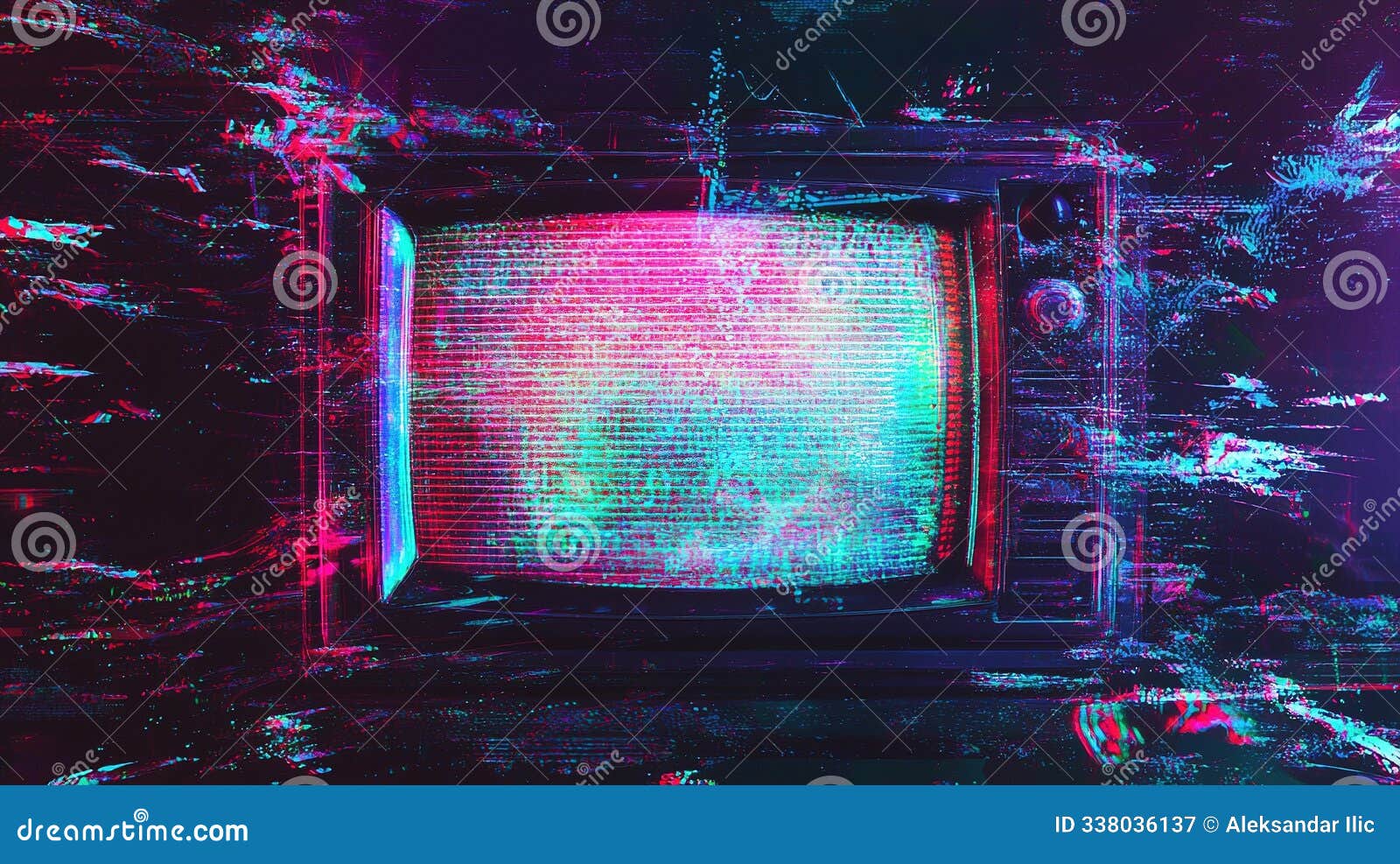 Grainy Tv Glitch Effect with Noise, Grain, Distortion. Glowing ...