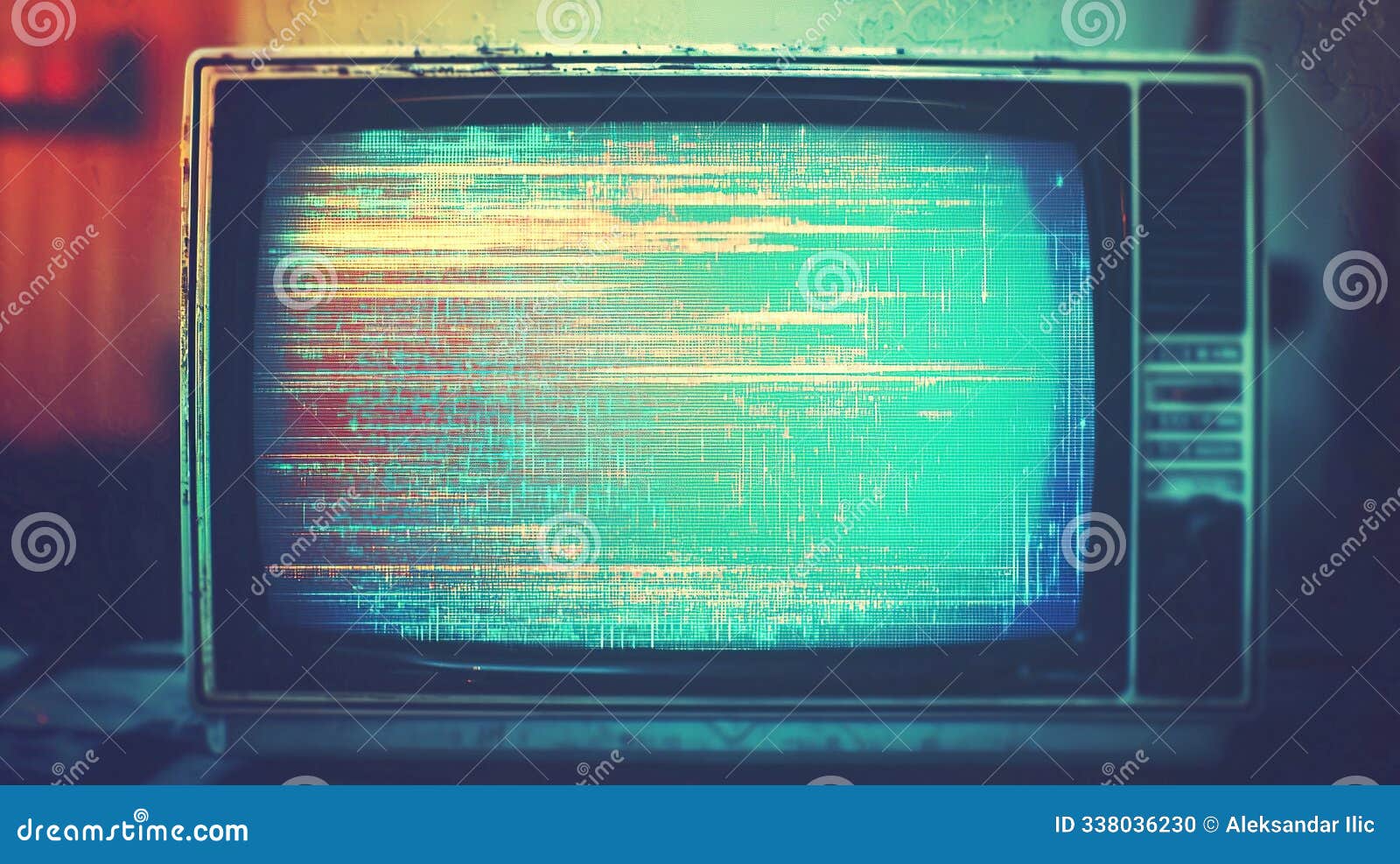 Grainy Tv Glitch Effect with Noise, Grain, Distortion. Glowing ...