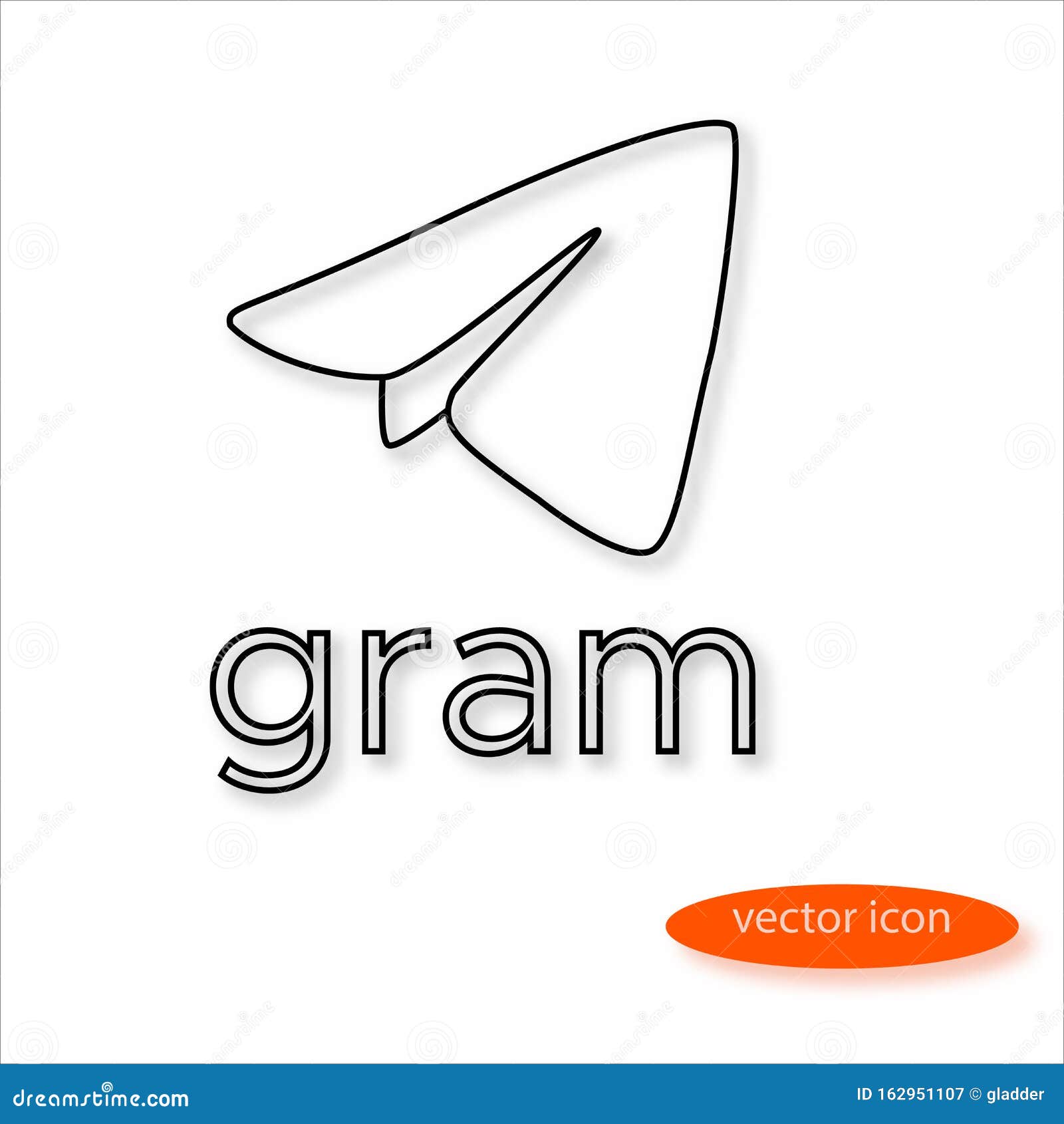 Gram Cryptocurrency Symbol in Thin Line Casting a Shadow, Vector Stock ...