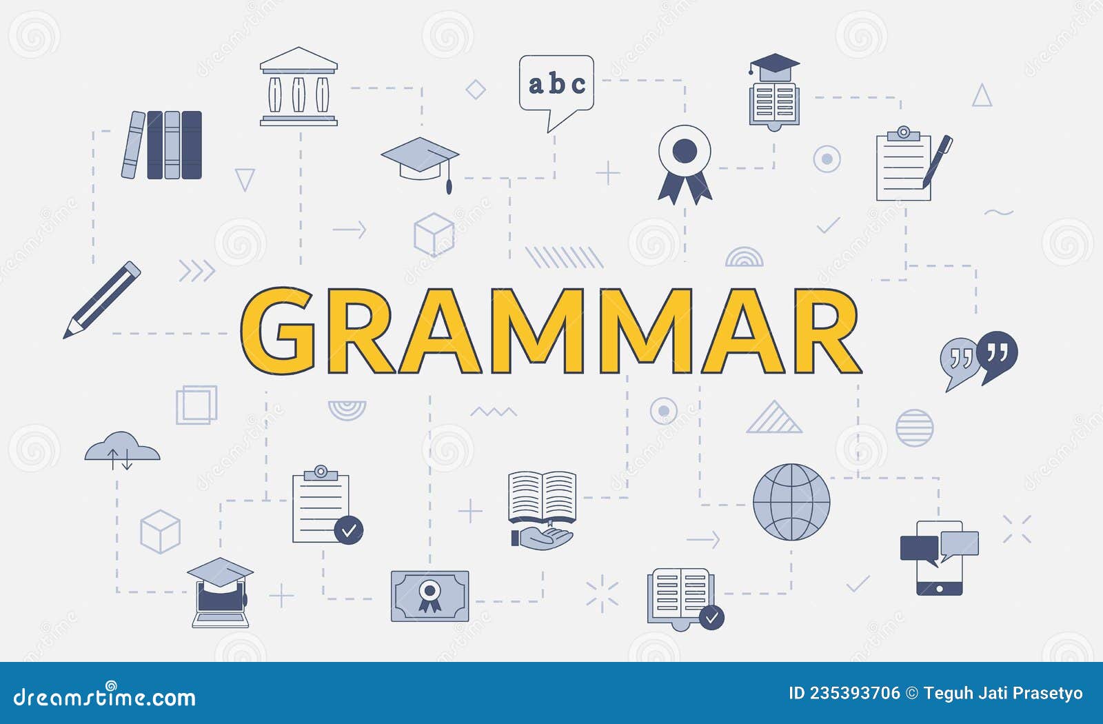 Grammar Concept With Icon Set Template Banner With Modern Blue Color ...