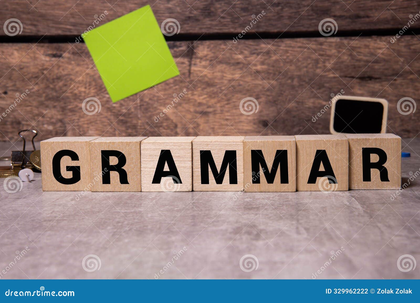 Grammar Concept Wood Blocks with Old Wooden Background Stock Photo ...