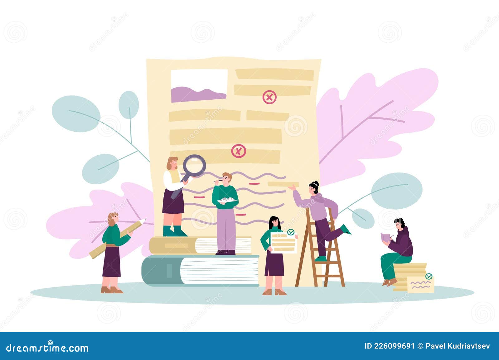 Grammar Editor Or Proofreader Concept, Cartoon Vector Illustration ...