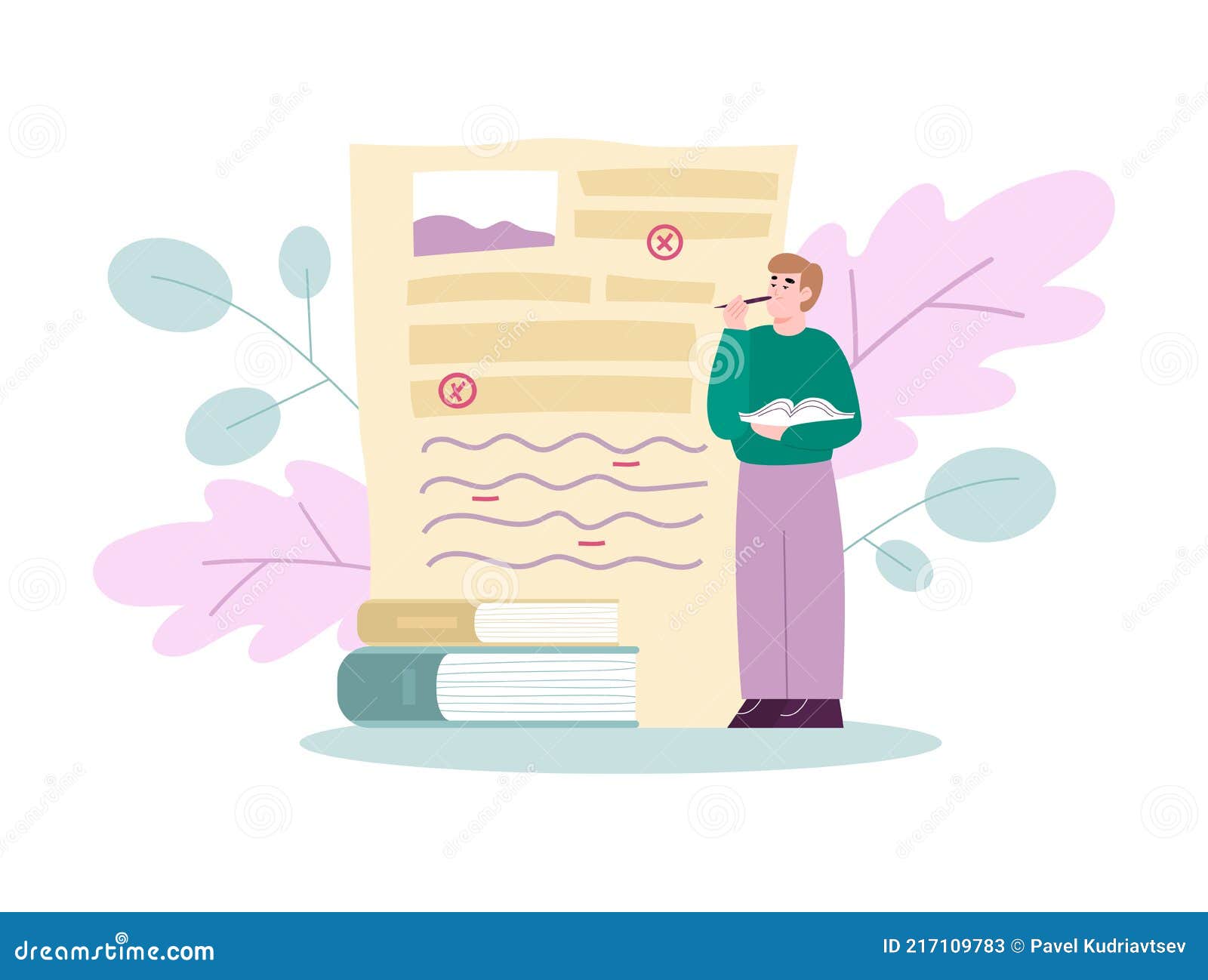 Grammar Editor Or Proofreader Concept, Cartoon Vector Illustration ...