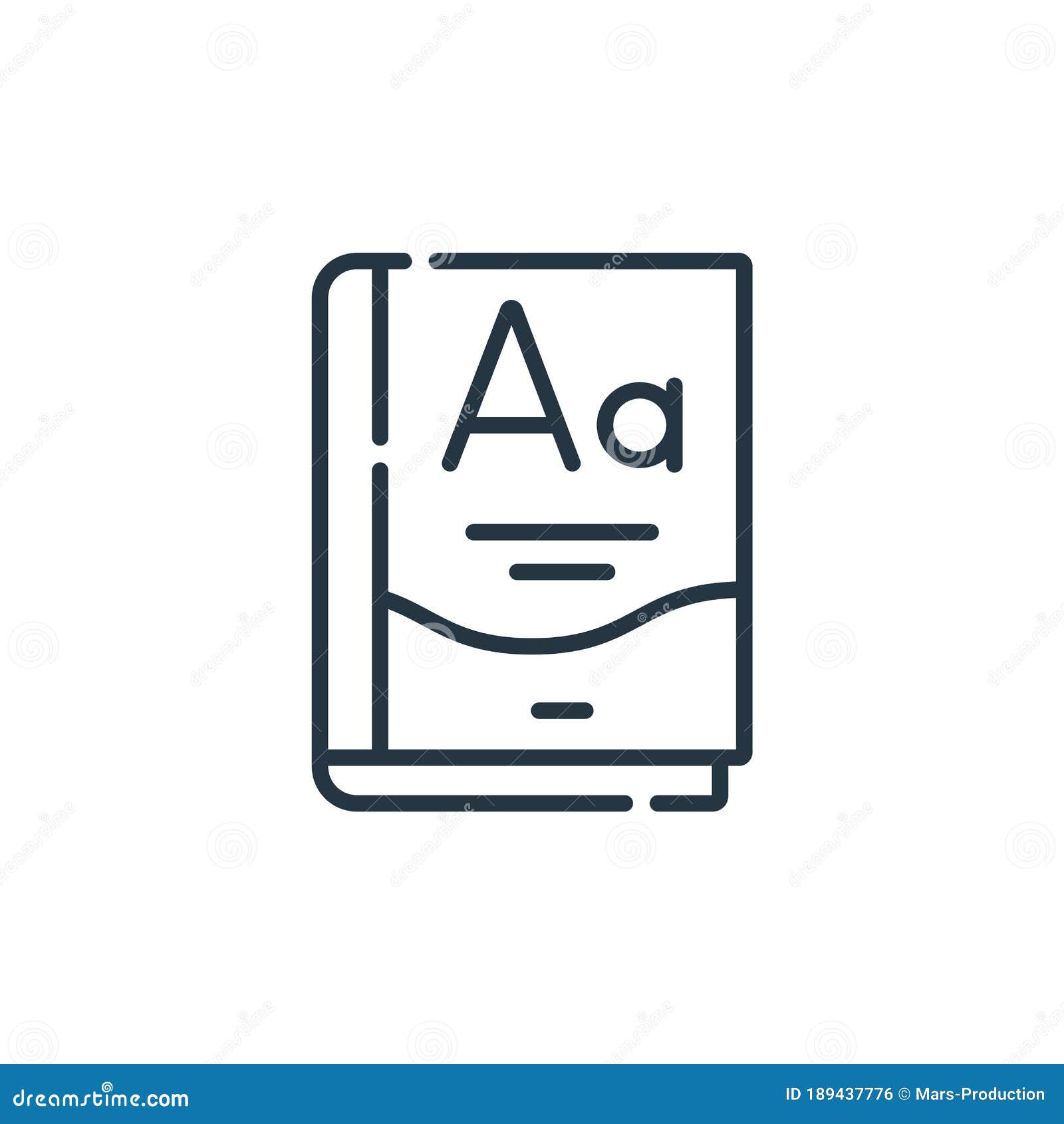 Grammar Vector Icon Isolated on White Background. Outline, Thin Line ...