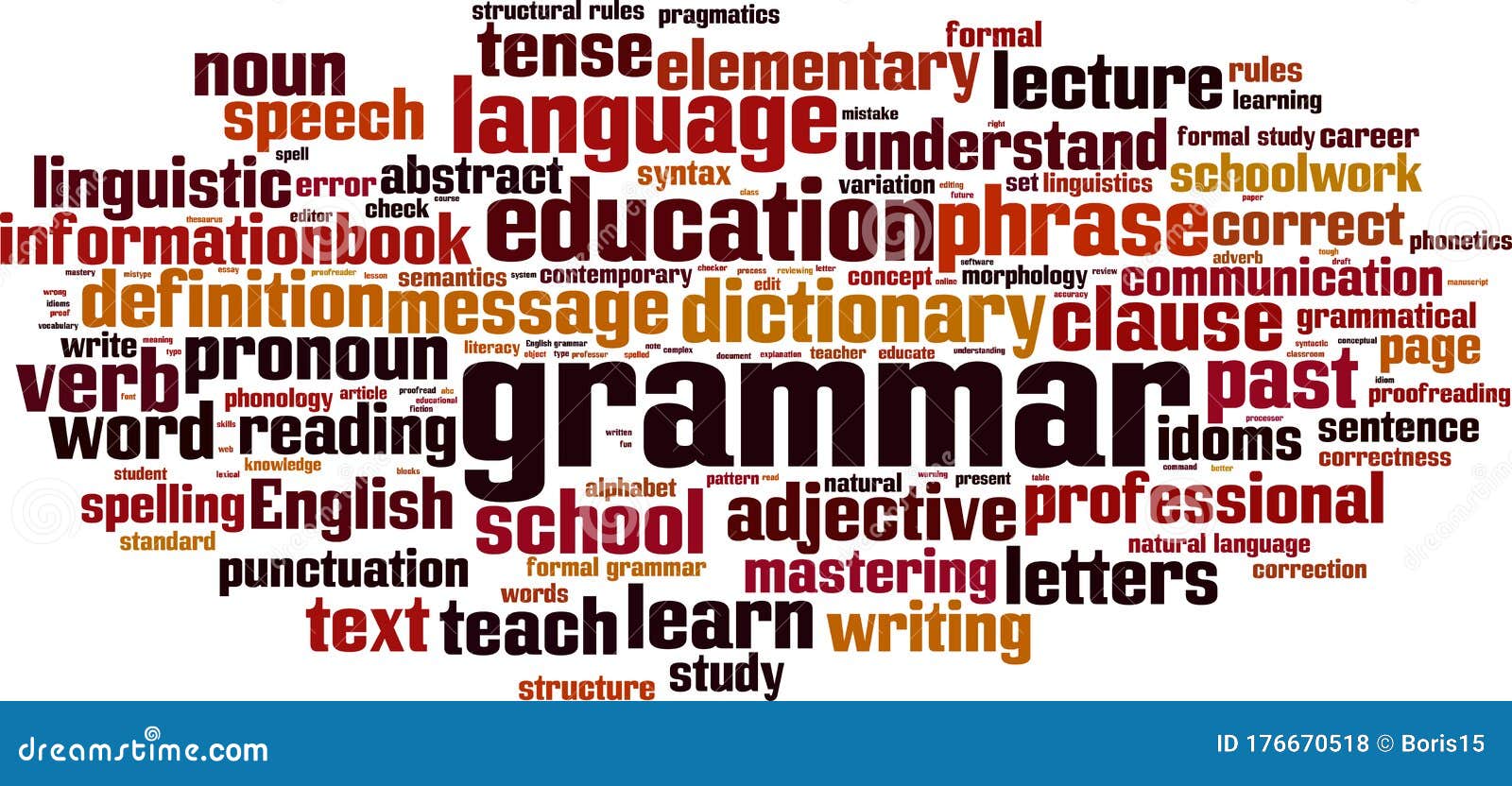 Grammar word cloud stock vector. Illustration of semantics - 176670518