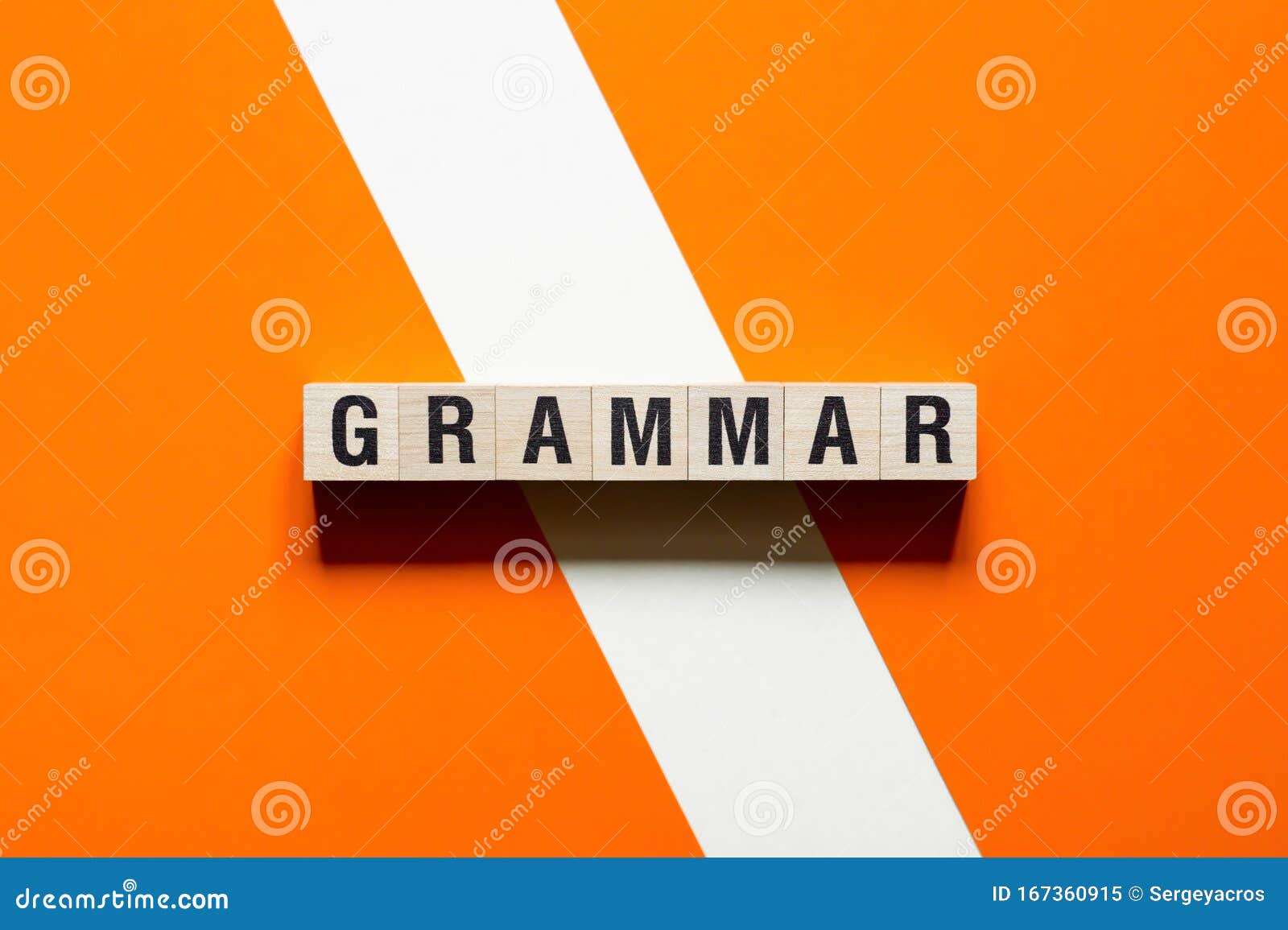 Grammar Word In Red Letters On A Blue Background. Grammar And Language ...