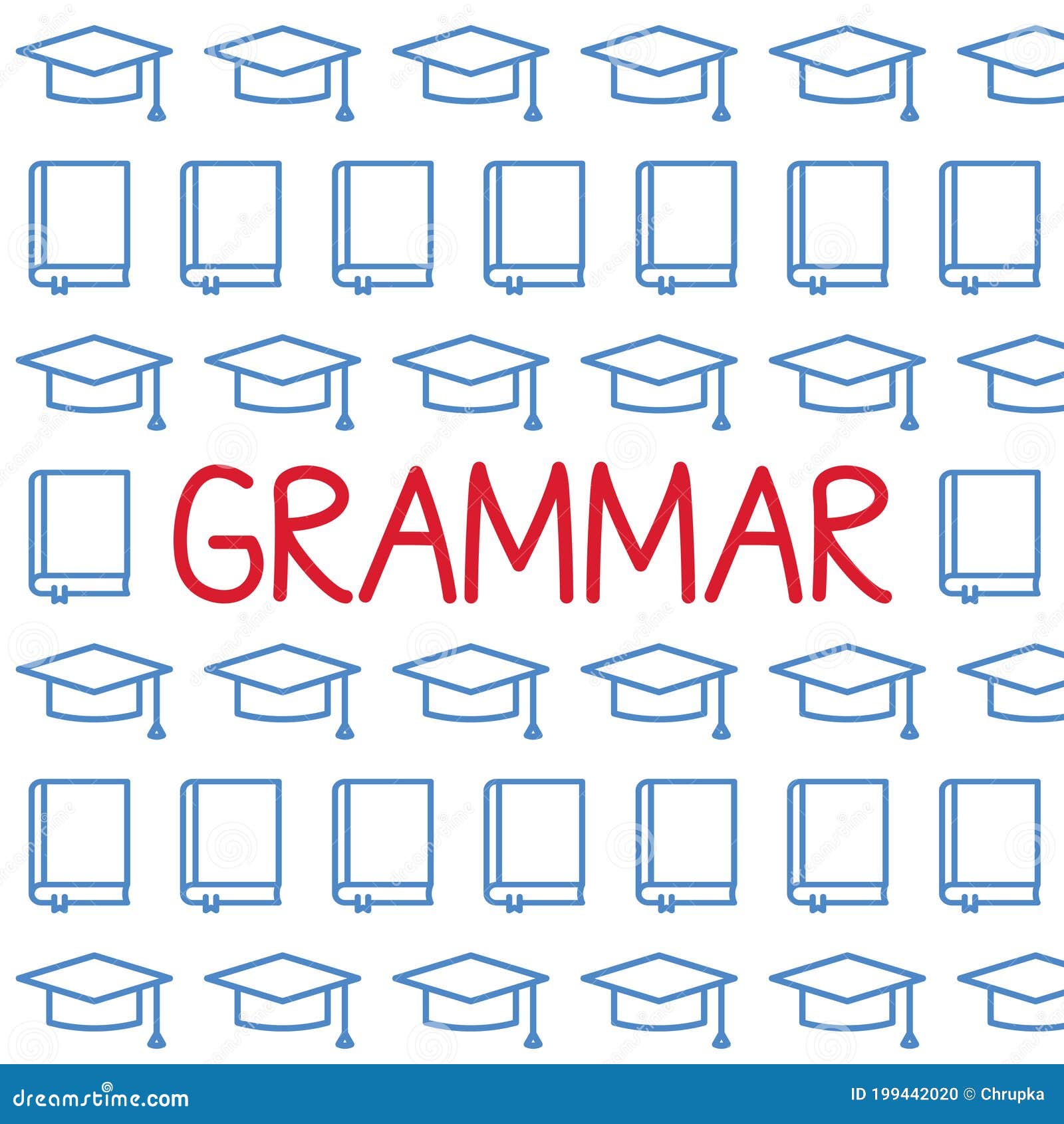 Grammar Word and Icons Pattern Stock Vector - Illustration of studying ...