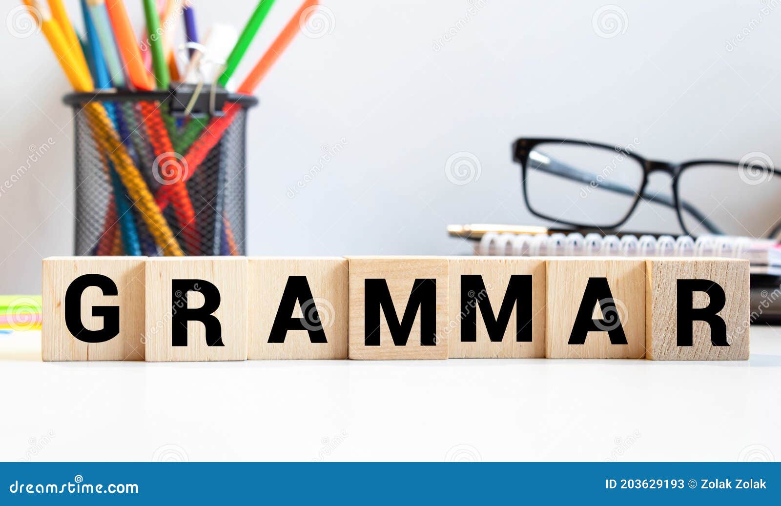GRAMMAR Word Made with Building Blocks Stock Image - Image of verb ...