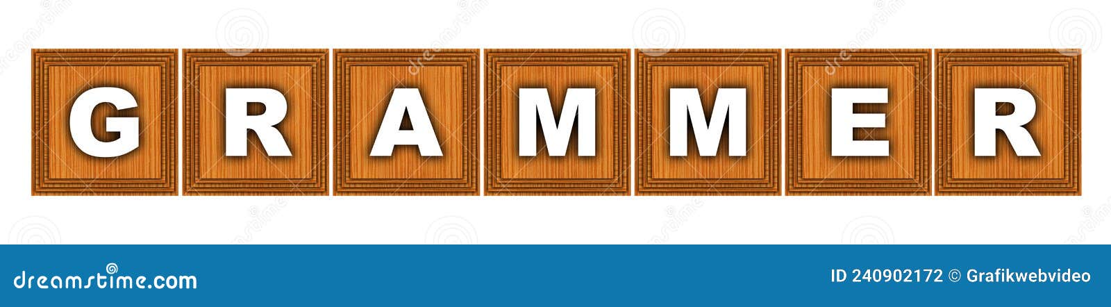 Grammer Text Title - Square Wooden Concept - White Background - 3D ...