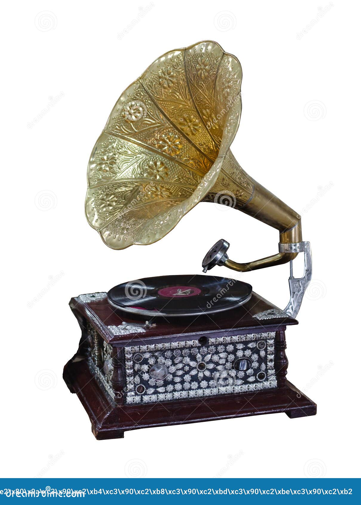 Gramophone, Ancient Record Player with a Yellow Pipe Stock Image ...