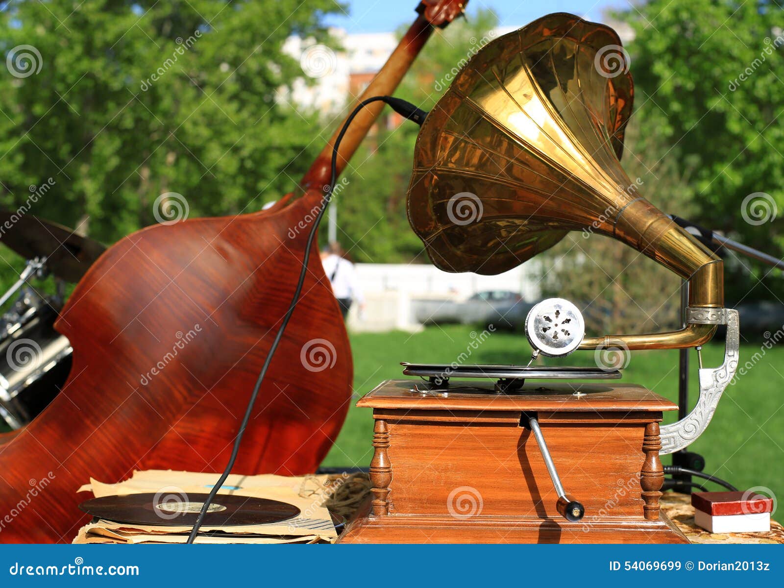 Gramophone stock image. Image of drum, music, guitar - 54069699