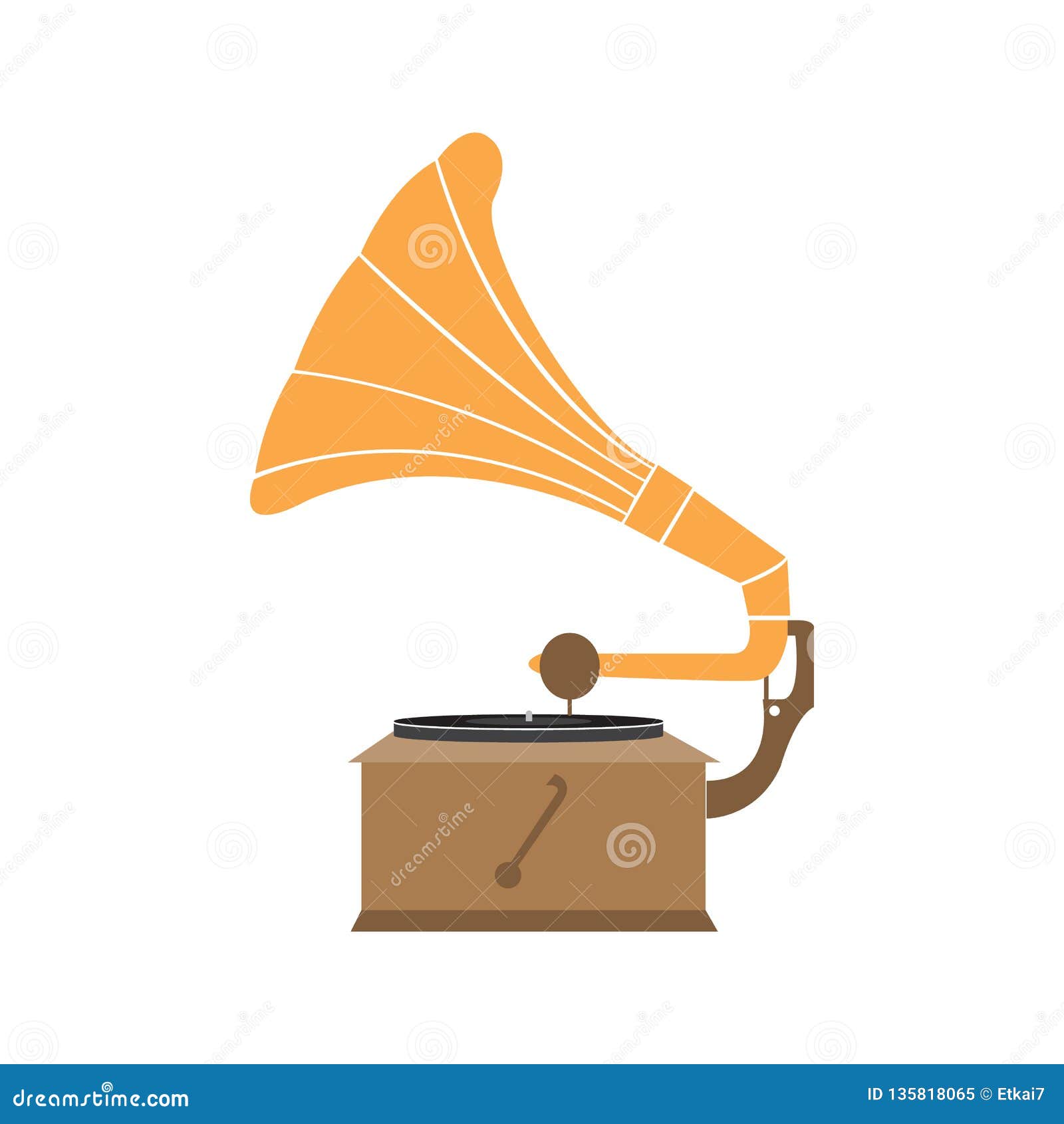 Gramophone Flat Icon. Retro Vector Design Illustration Stock Vector ...