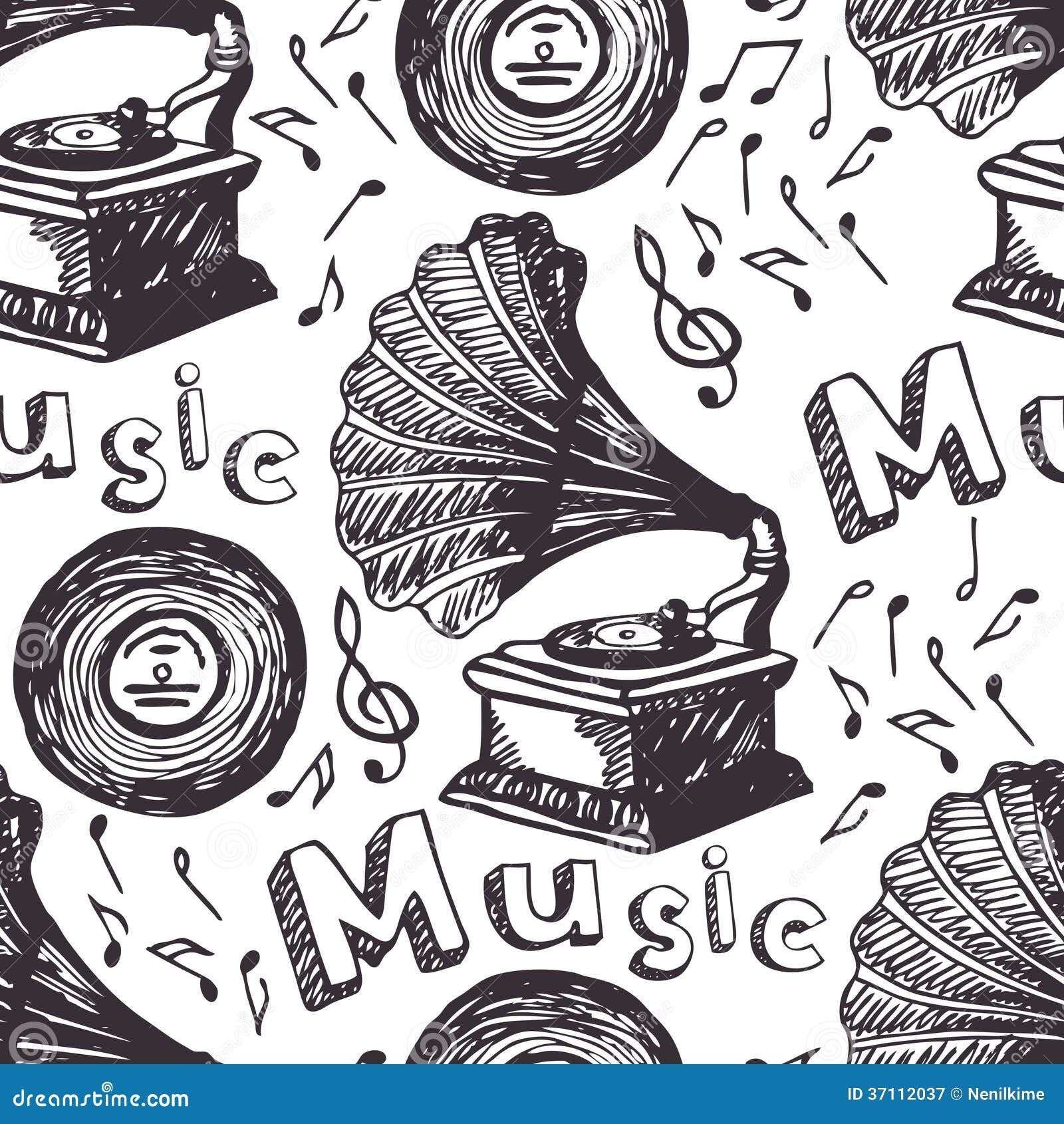 Gramophone pattern stock vector. Illustration of splash - 37112037