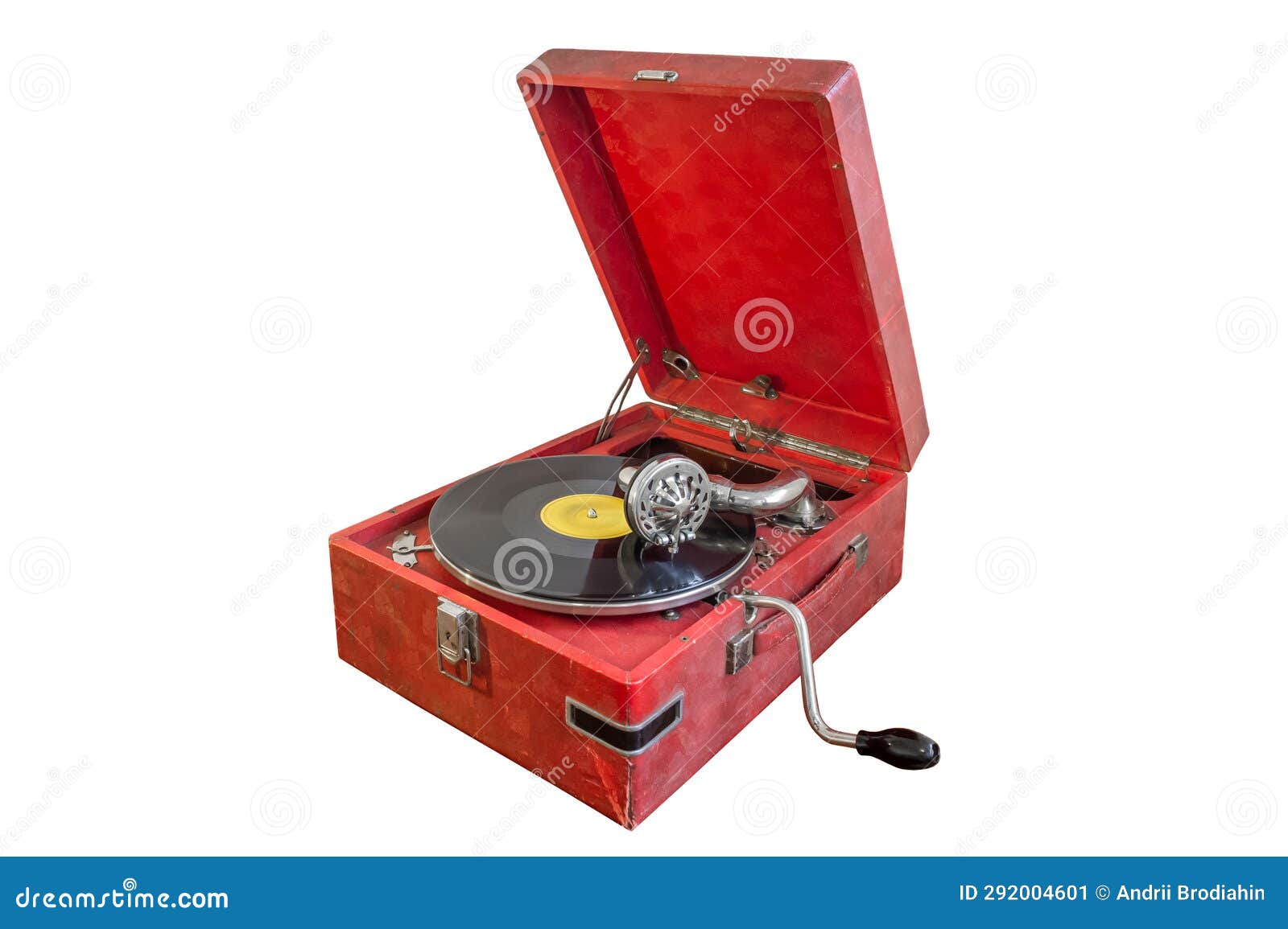 Gramophone with a Vinyl Record Isolated on White Background Stock Image ...