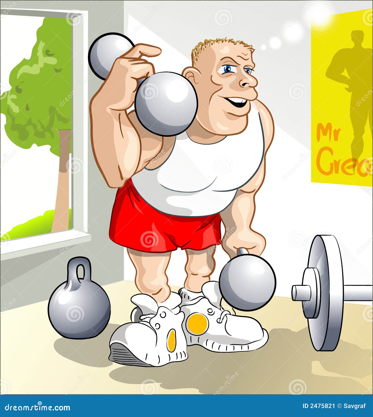 Gran body-builder joven stock de ilustración. Ilustración de potencia ...