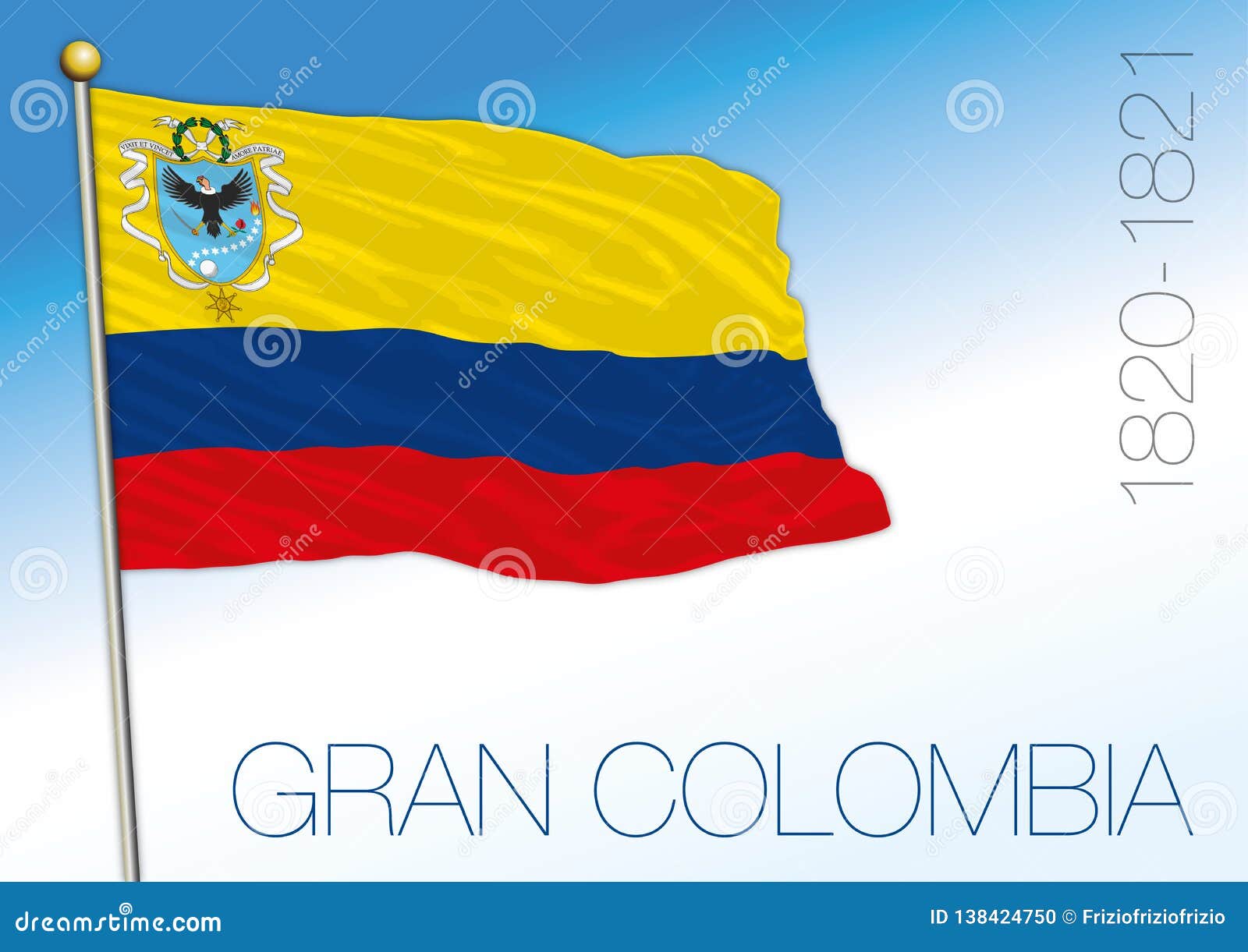 Gran Colombia or Great Colombia Historical Flag, 1820 - 1821 Stock ...