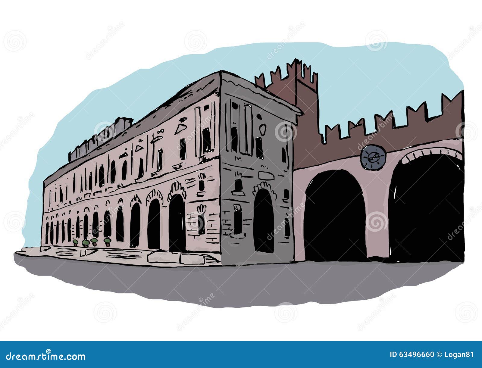 Gran Guardia Palace,Verona stock illustration. Illustration of italy ...
