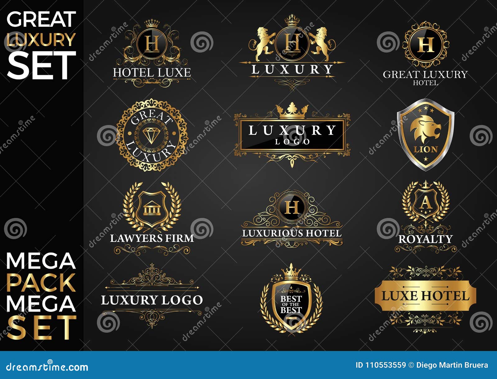 Gran Logo Template Vector Design Del Sistema Del Lujo, Real Y Elegante ...