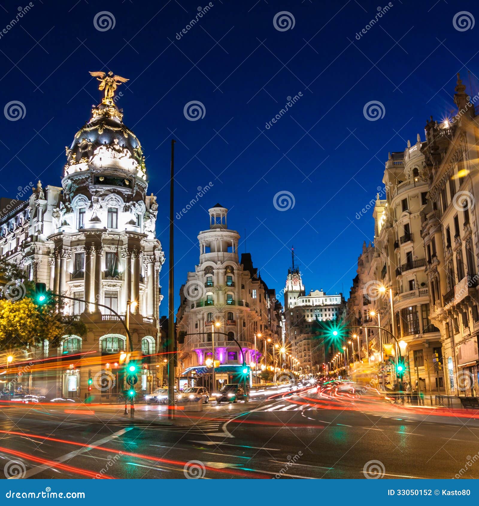 Gran Via in Madrid, Spain, Europe. Stock Photo - Image of nightlife ...