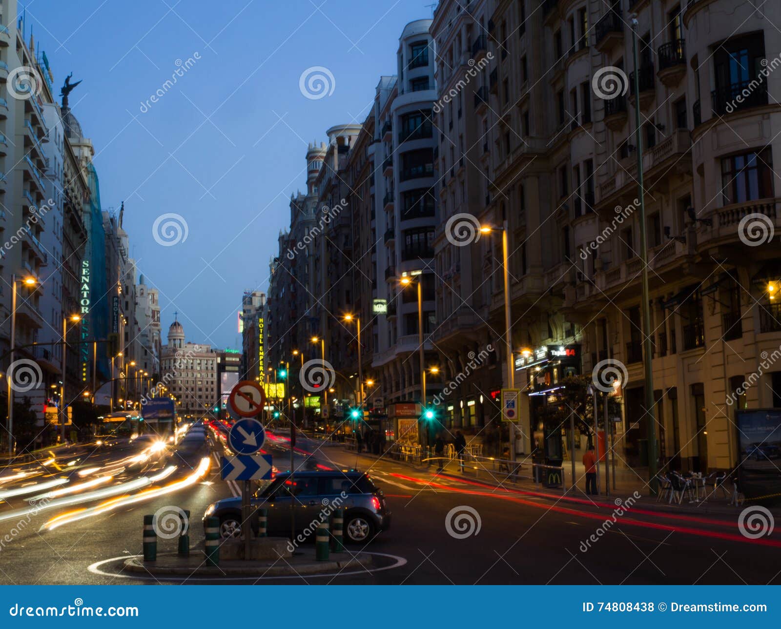 Gran Via editorial stock photo. Image of spain, sunset - 74808438