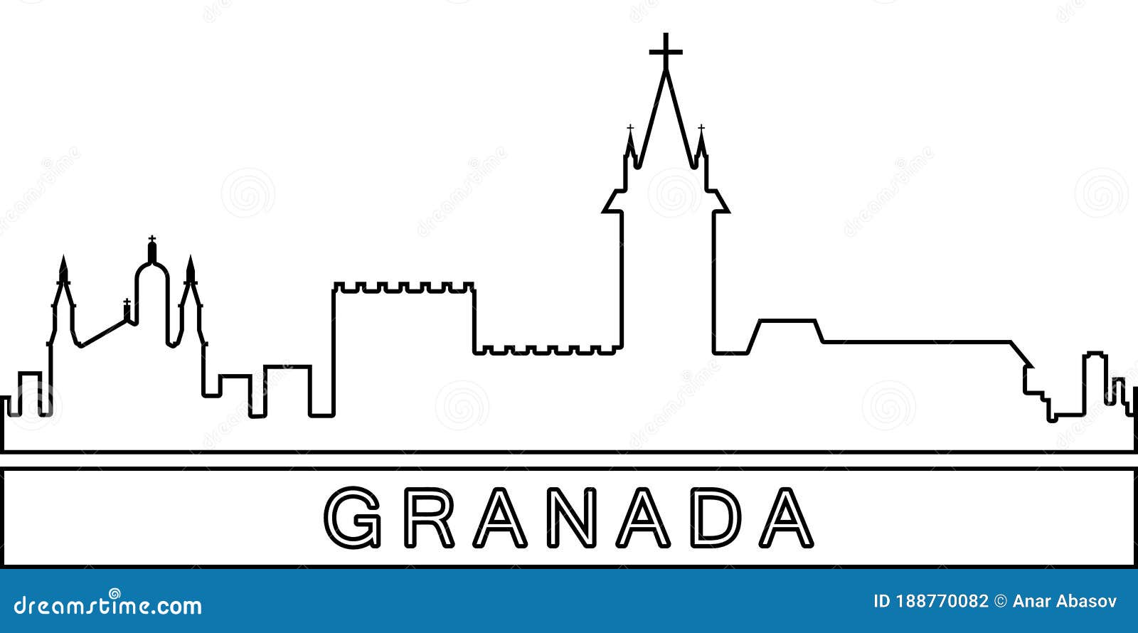 Granada Detailed Skyline. Vector Postcard Illustration Royalty-Free ...