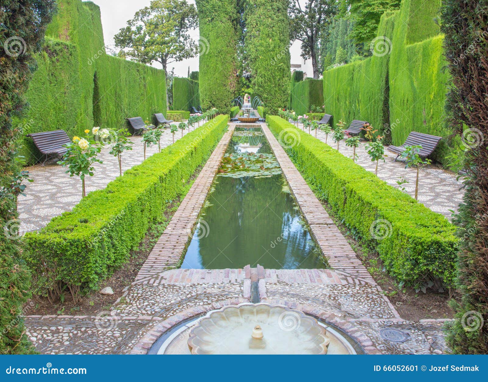 Granada - the Generalife Gardens of Alhambra Palace. Stock Image ...