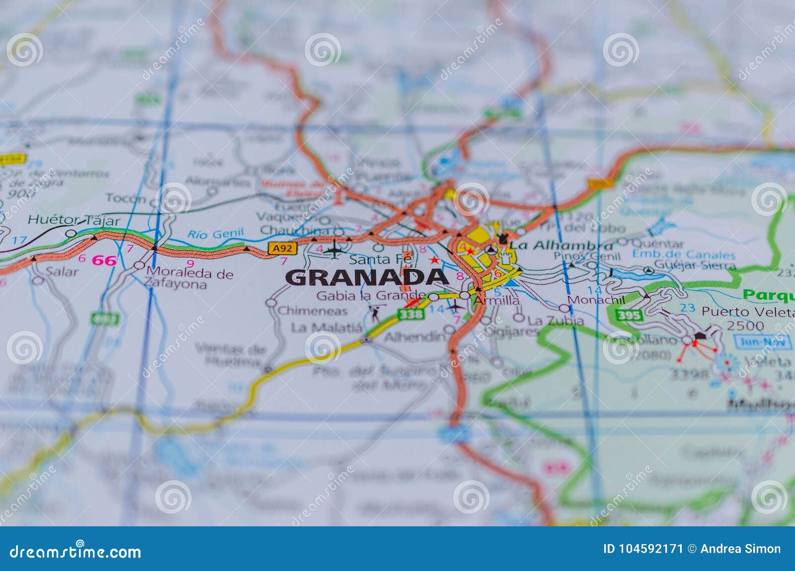 Granada no mapa imagem de stock. Imagem de mapas, cidade - 104592171