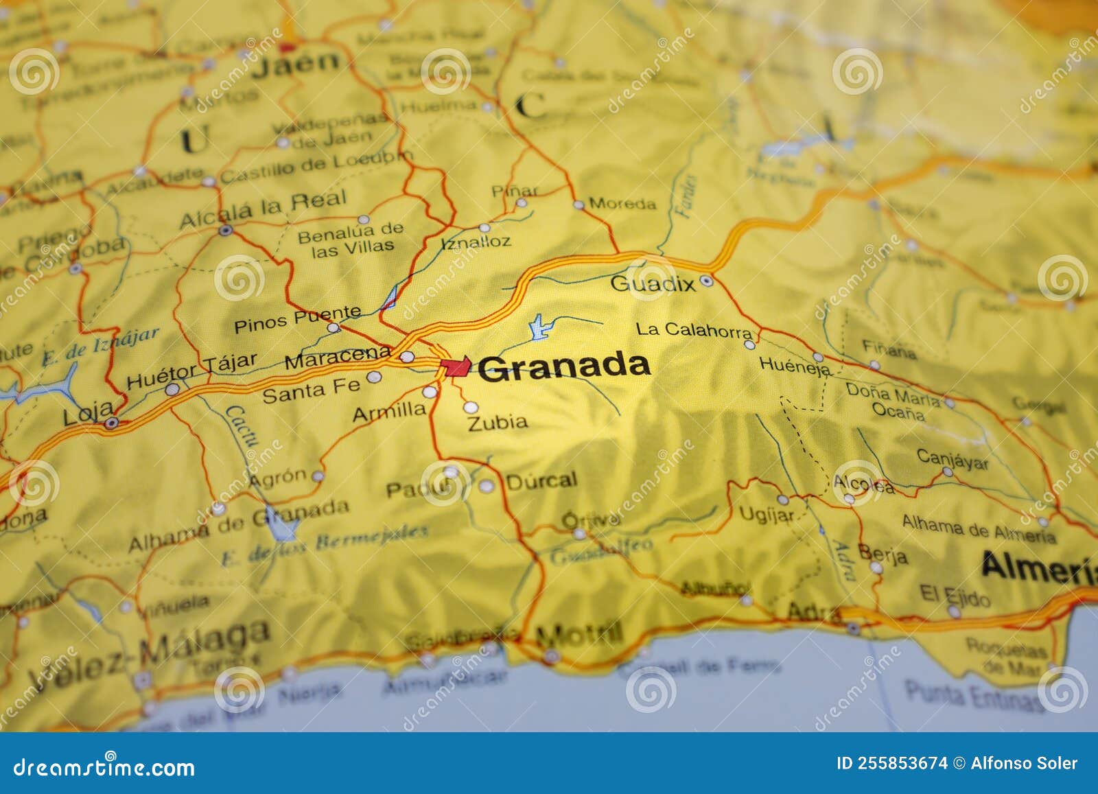 Granada Resaltada En Un Mapa De España Foto de archivo - Imagen de ...