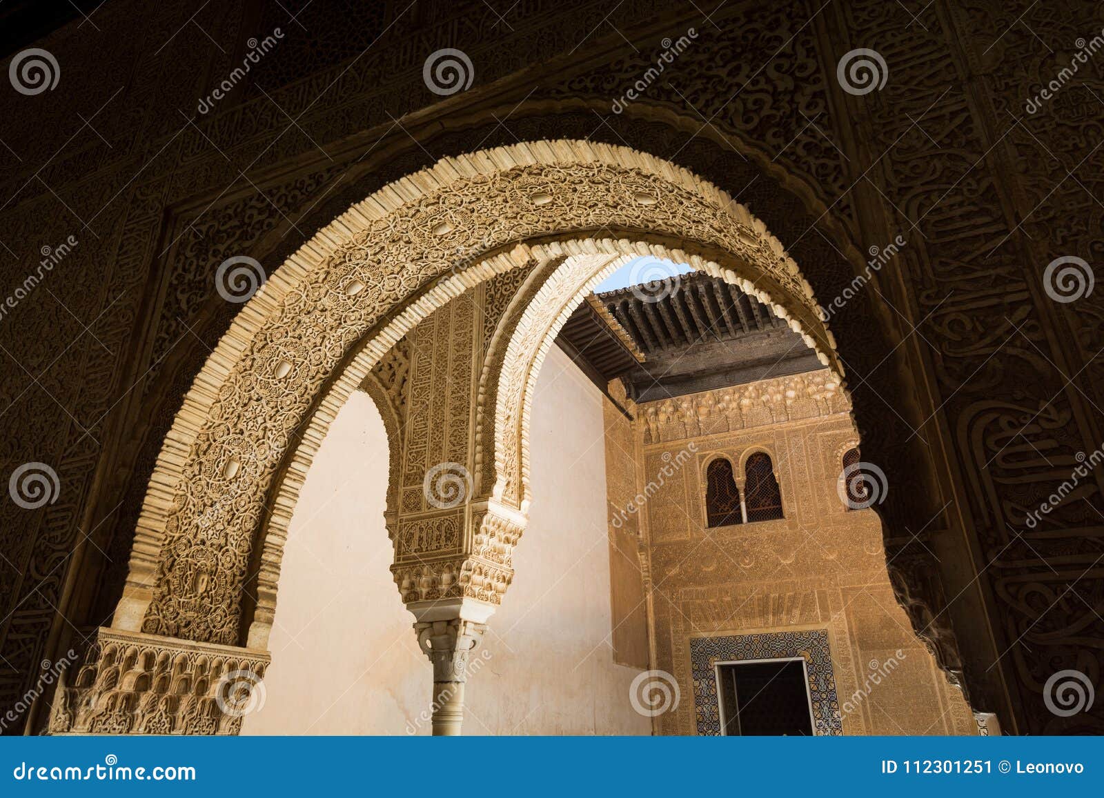 GRANADA, SPAIN - MAY 2017: Inside Alhambra Nasrid Palaces, Plaster ...