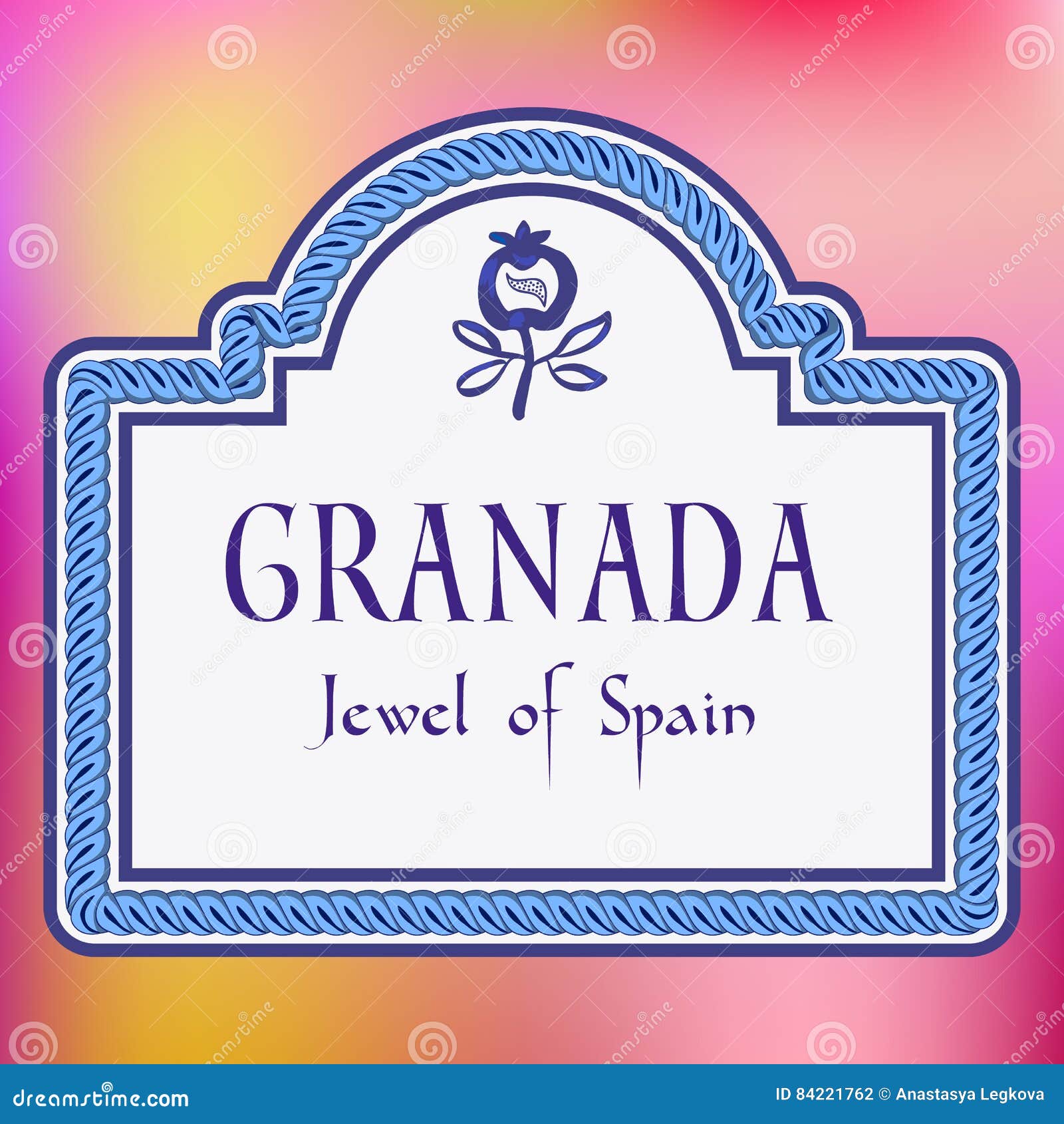 Granada In The Spain Emblem. The Design Features A Geometric Style ...