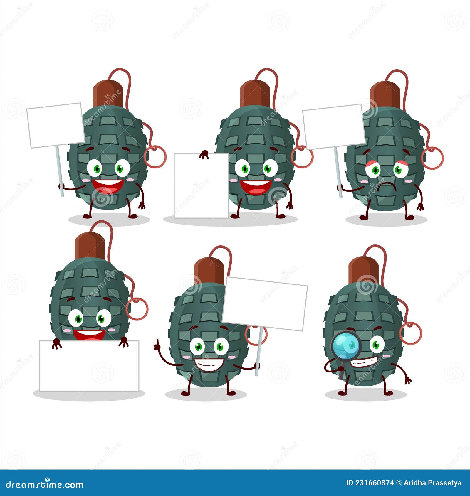 Granade Firecracker Cartoon Character Bring Information Board Stock ...