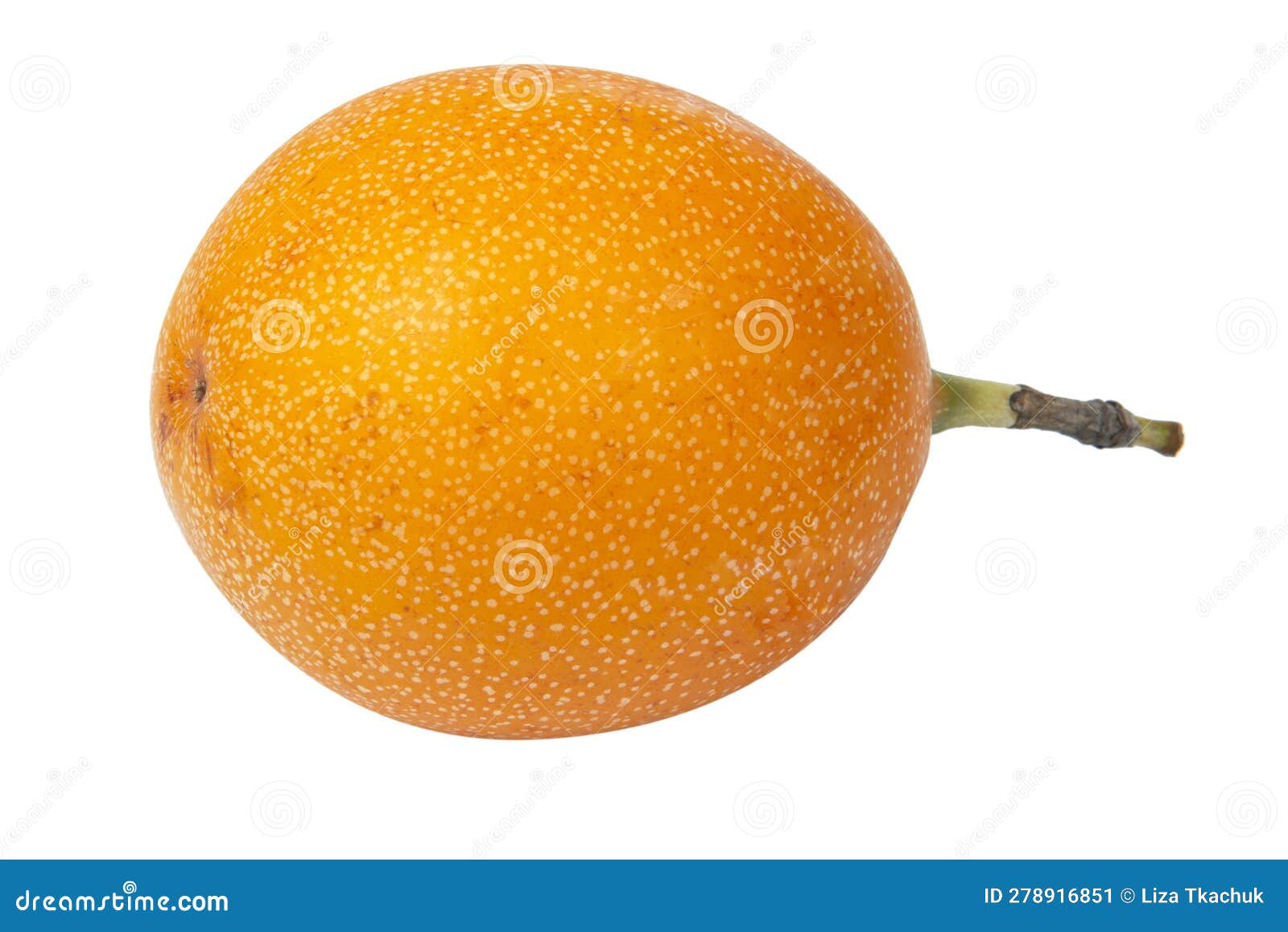 Granadilla Or Yellow Passion Fruit With Green Leaves Isolated On White ...