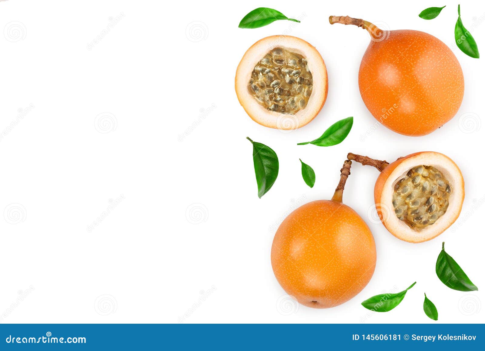 Granadilla or Yellow Passion Fruit with Leaf Isolated on White ...