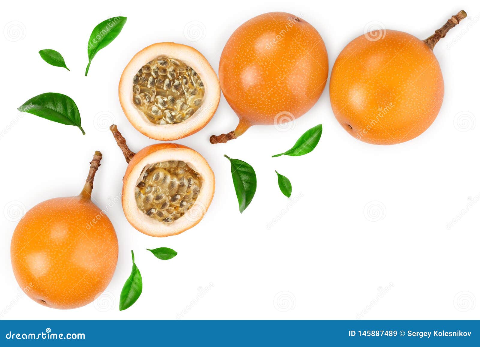 Granadilla or Yellow Passion Fruit with Leaf Isolated on White ...