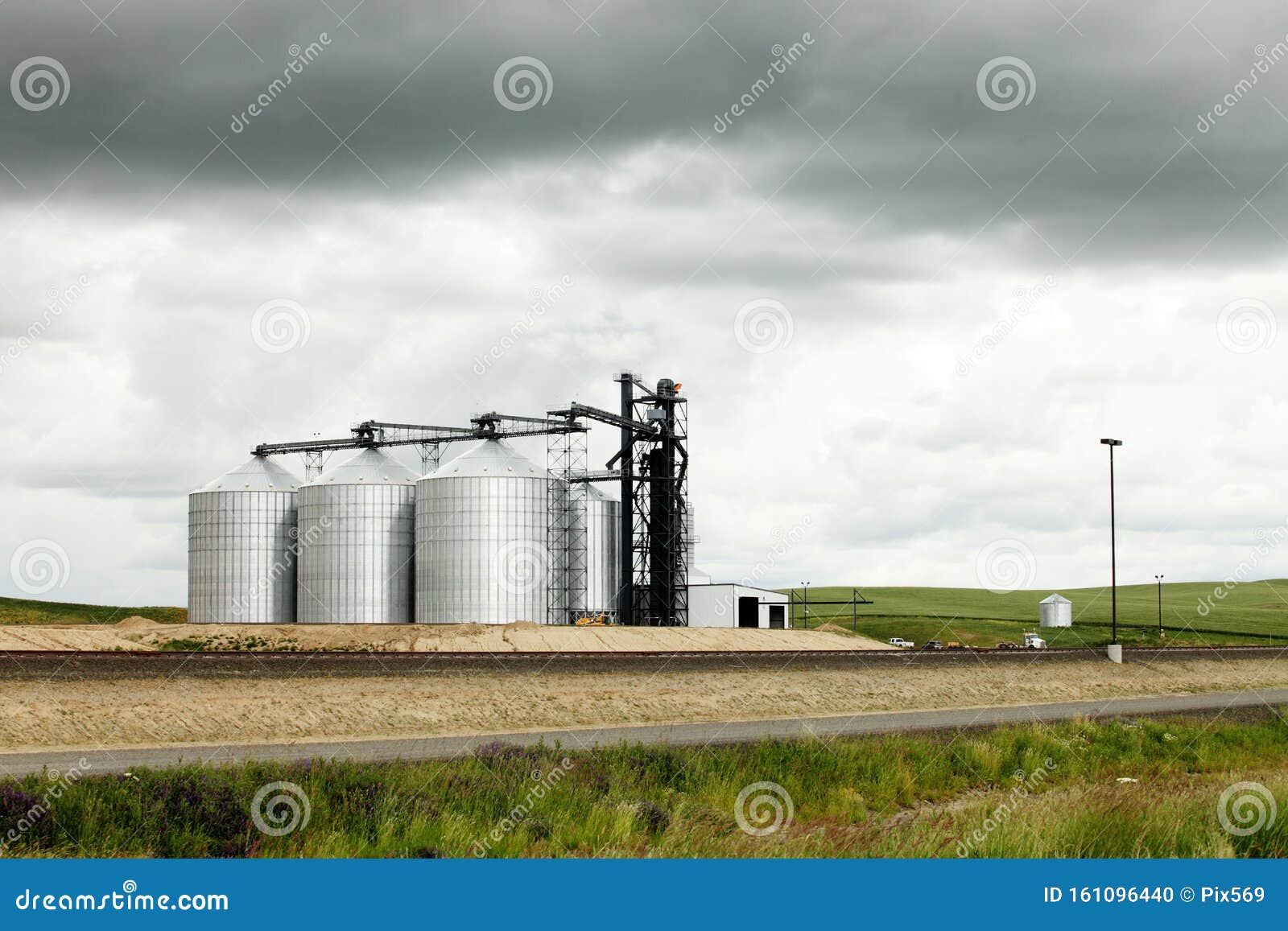 Newly Assembled Metal Corrugated Granaries. Stock Photo - Image of ...