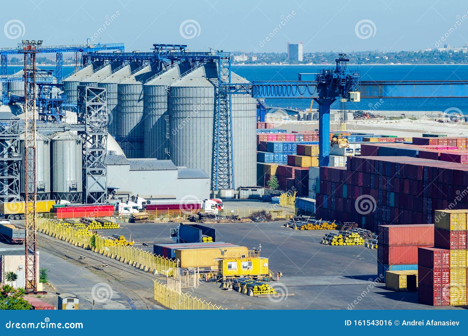 Granary with Containers for Storage and Loading of Grain in the Seaport ...
