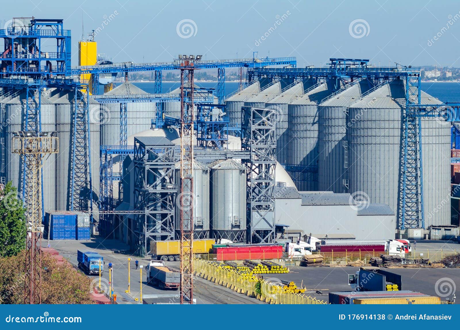 Granary with Containers for Storage and Loading of Grain in the Seaport ...