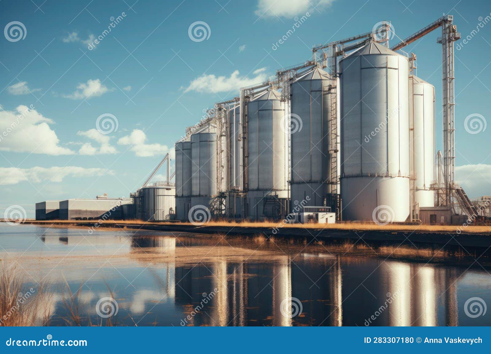Granary, Metal Structures For Storage And Export Of Wheat. AI Generated ...