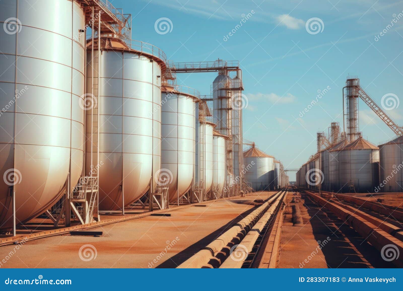 Granary, Metal Structures For Storage And Export Of Wheat. AI Generated ...