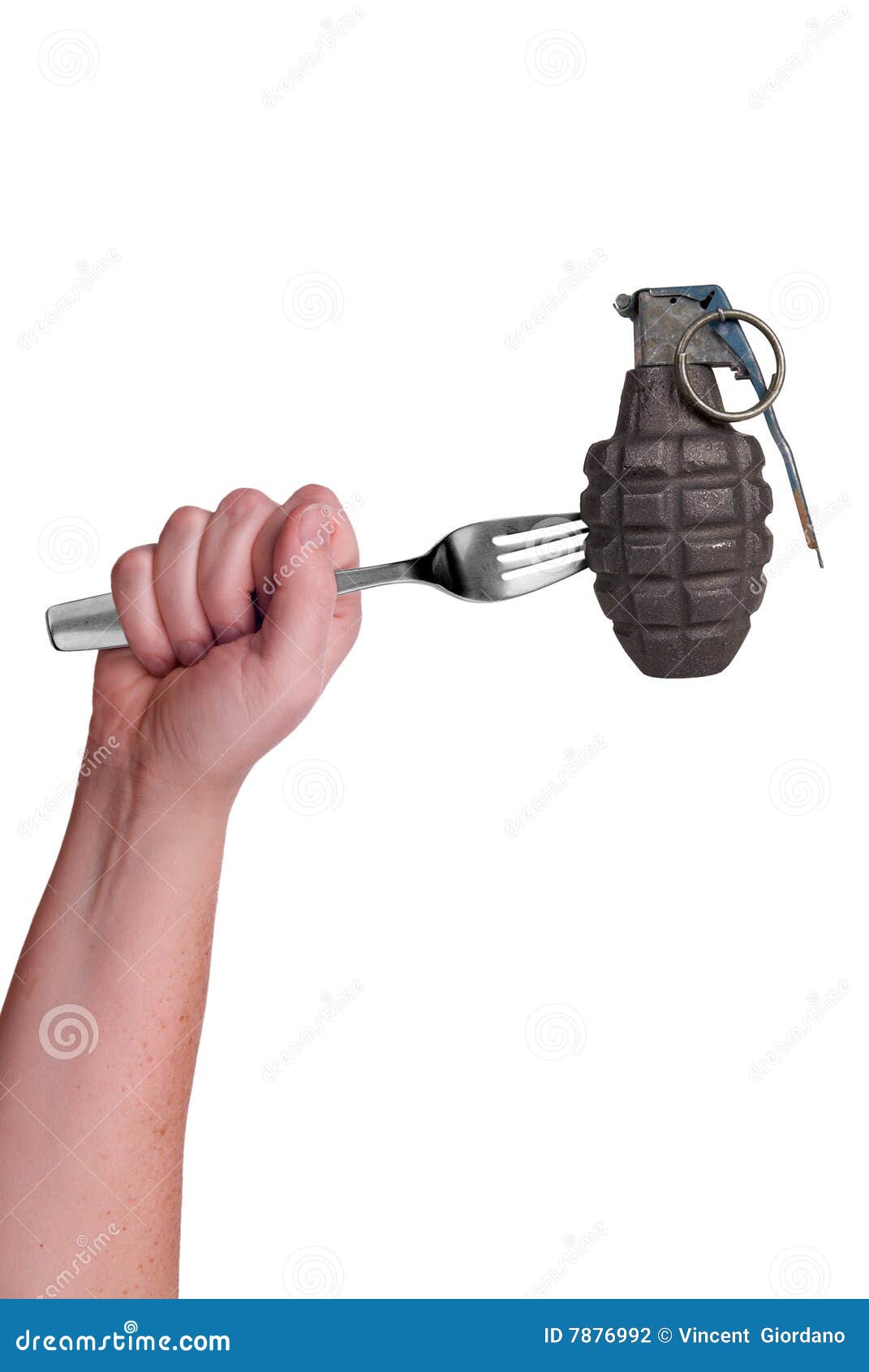 Granate auf Gabel stockfoto. Bild von metall, krieg, fragment - 7876992