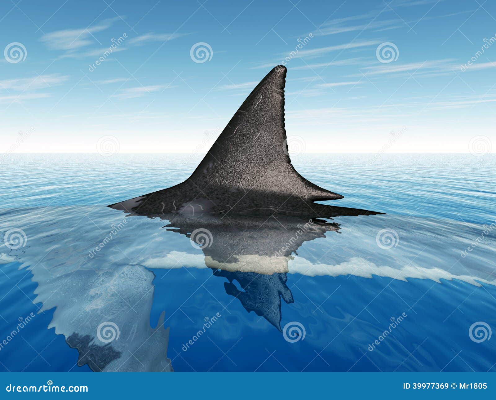 Grand Aileron De Requin Blanc Illustration Stock - Illustration du ...