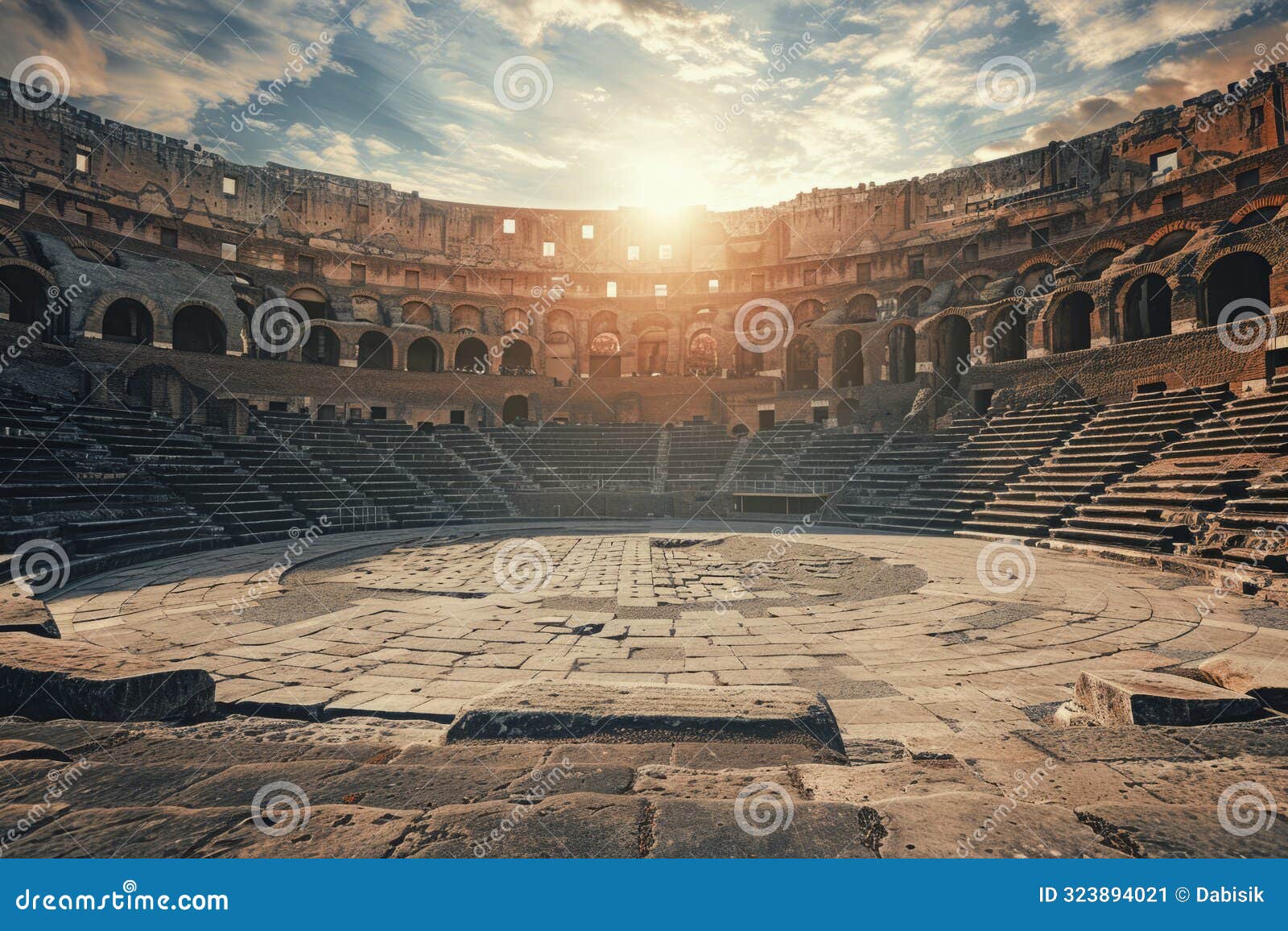 Ancient Amphitheater with Pillars Stock Image - Image of cultural ...