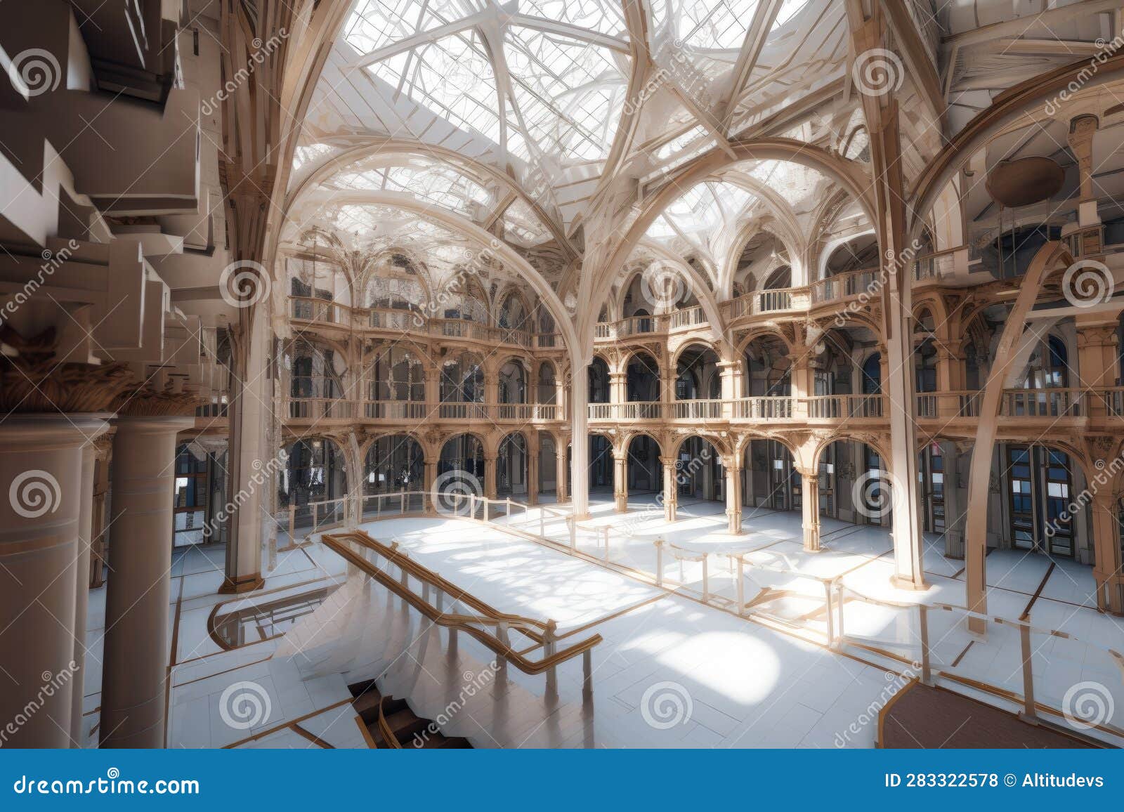 A Grand Architectural Space, Built To Scale in Virtual Reality Stock ...