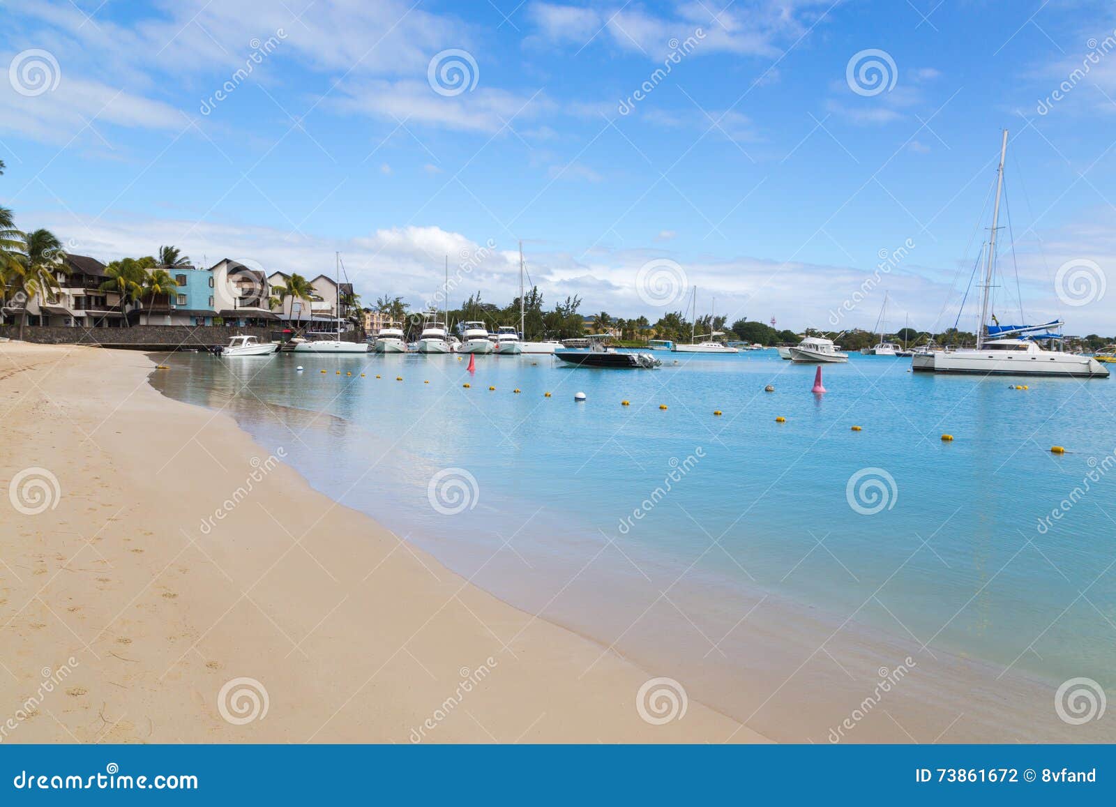 Grand Baie Beach and Harbor Mauritius Stock Photo - Image of beach ...