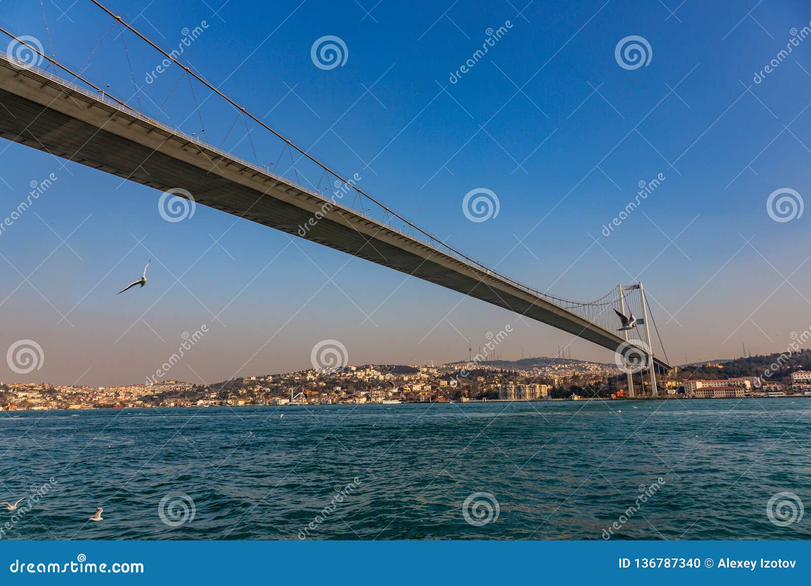 The Grand Bridge of Sultan Mehmed Fatih through the Bosphorus, Turkey ...