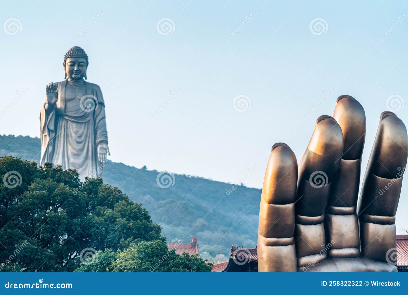 Grand Buddha at Ling Shan Statue on Blue Sky Background in Wuxi ... Grand Buddha at Ling Shan Statue on Blue Sky Background in Wuxi ...